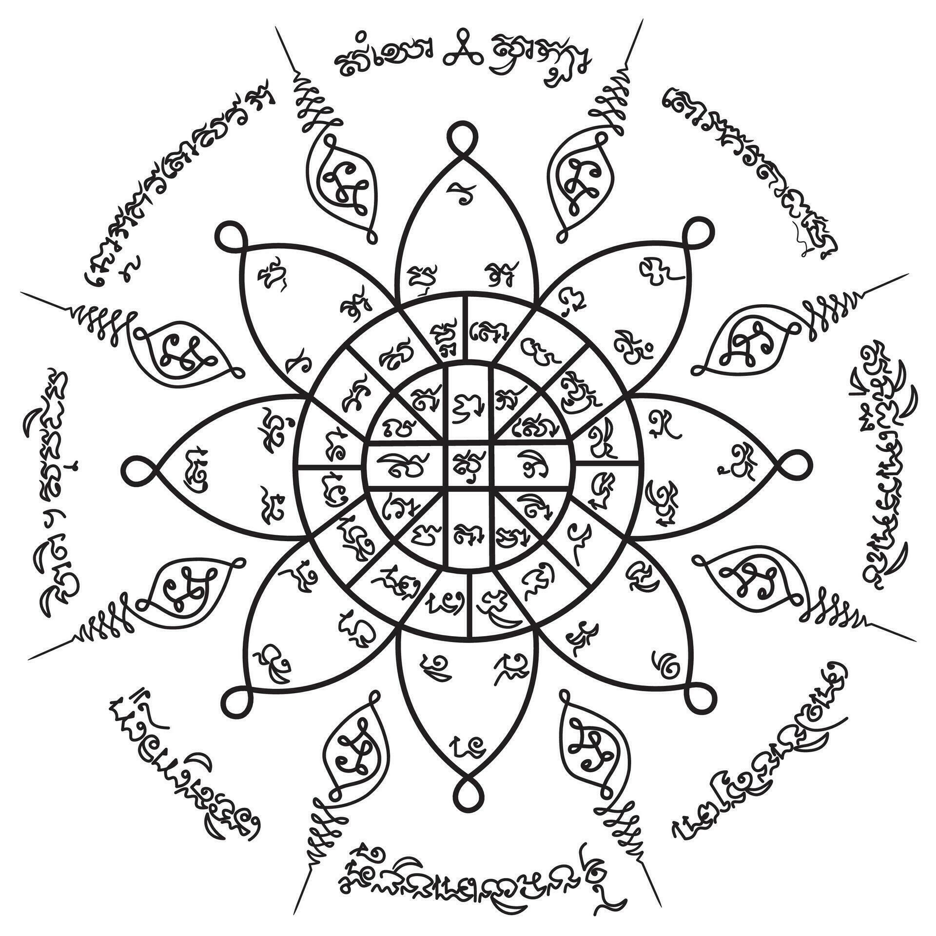 Abstract Floral Designthai Tattoo Designssak Yant Thai Talisman Traditional Tattoomeaning Of