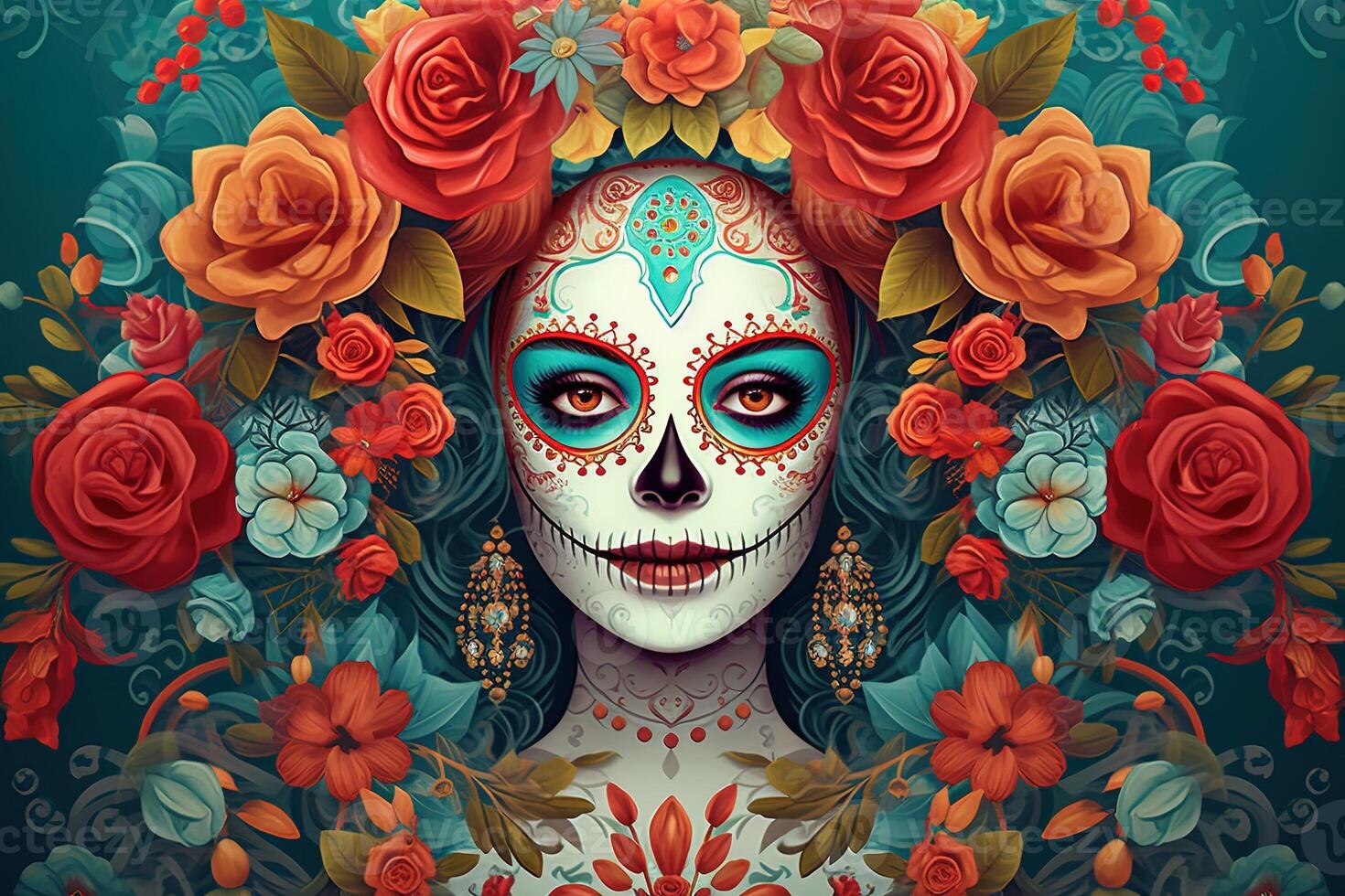dia Delaware los muertos póster en tradicional mexicano estilo realizar ...