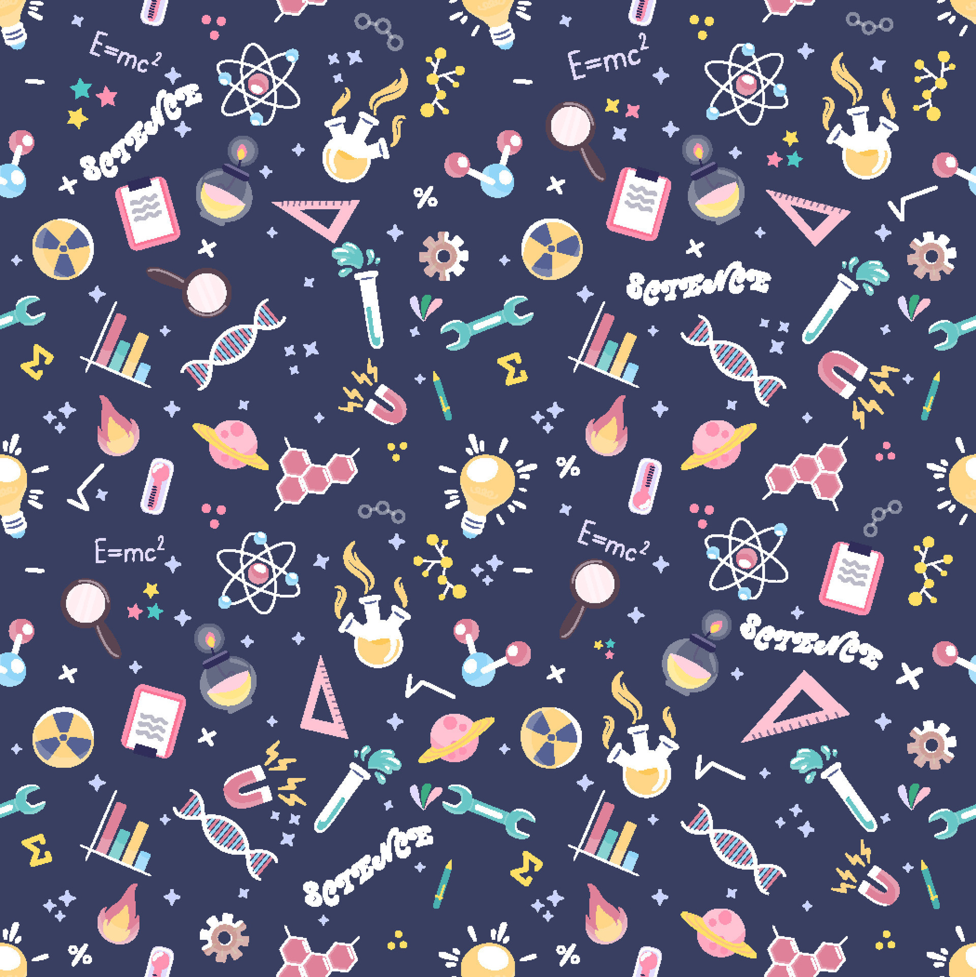 Seamless Science Illustration With Molecules And Bacteria Circle