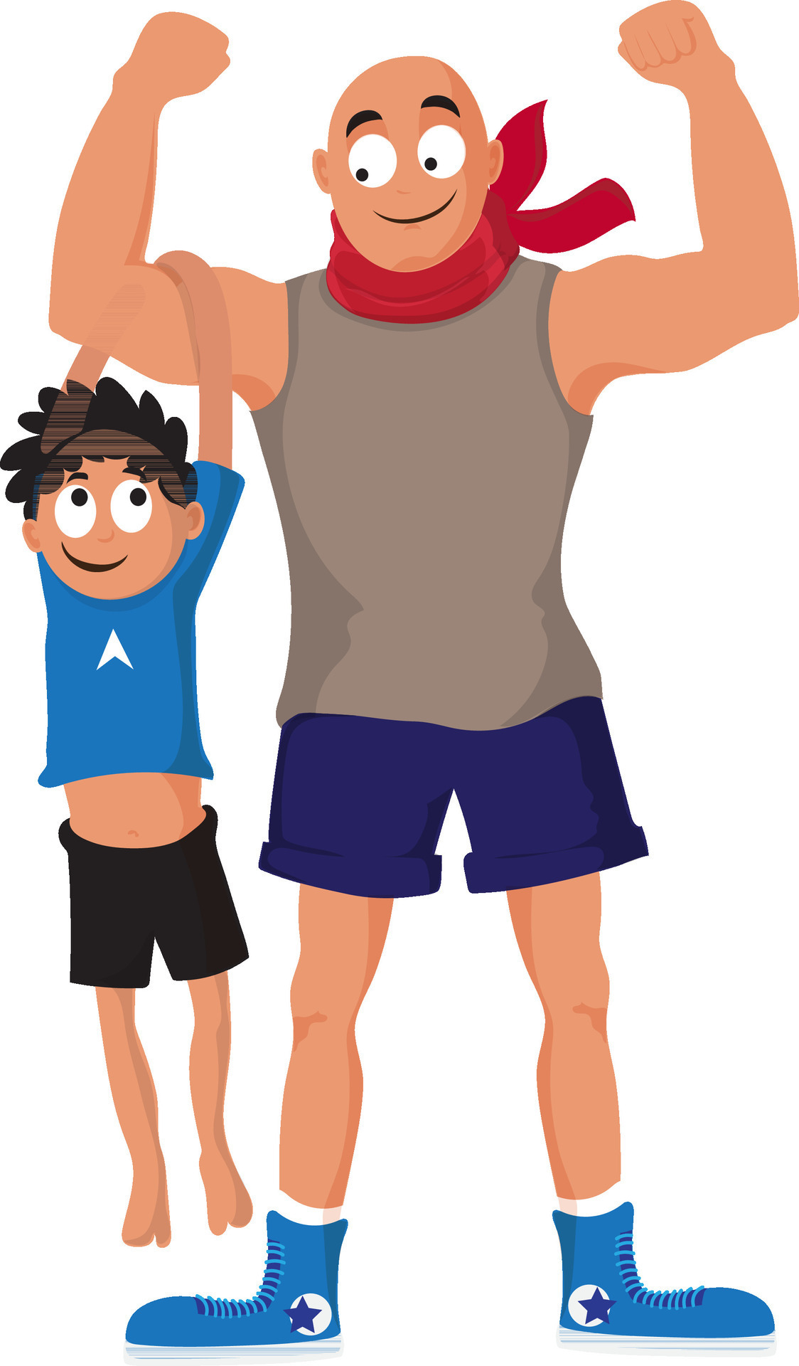 Little boy hanging on his father's strong arm. 25320434 Vector Art at ...