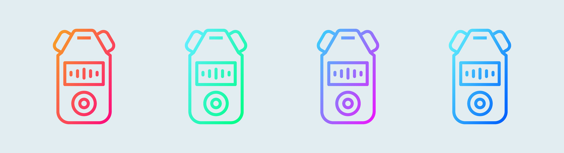 Audio Recorder Line Icon In Gradient Colors Sound Signs Vector