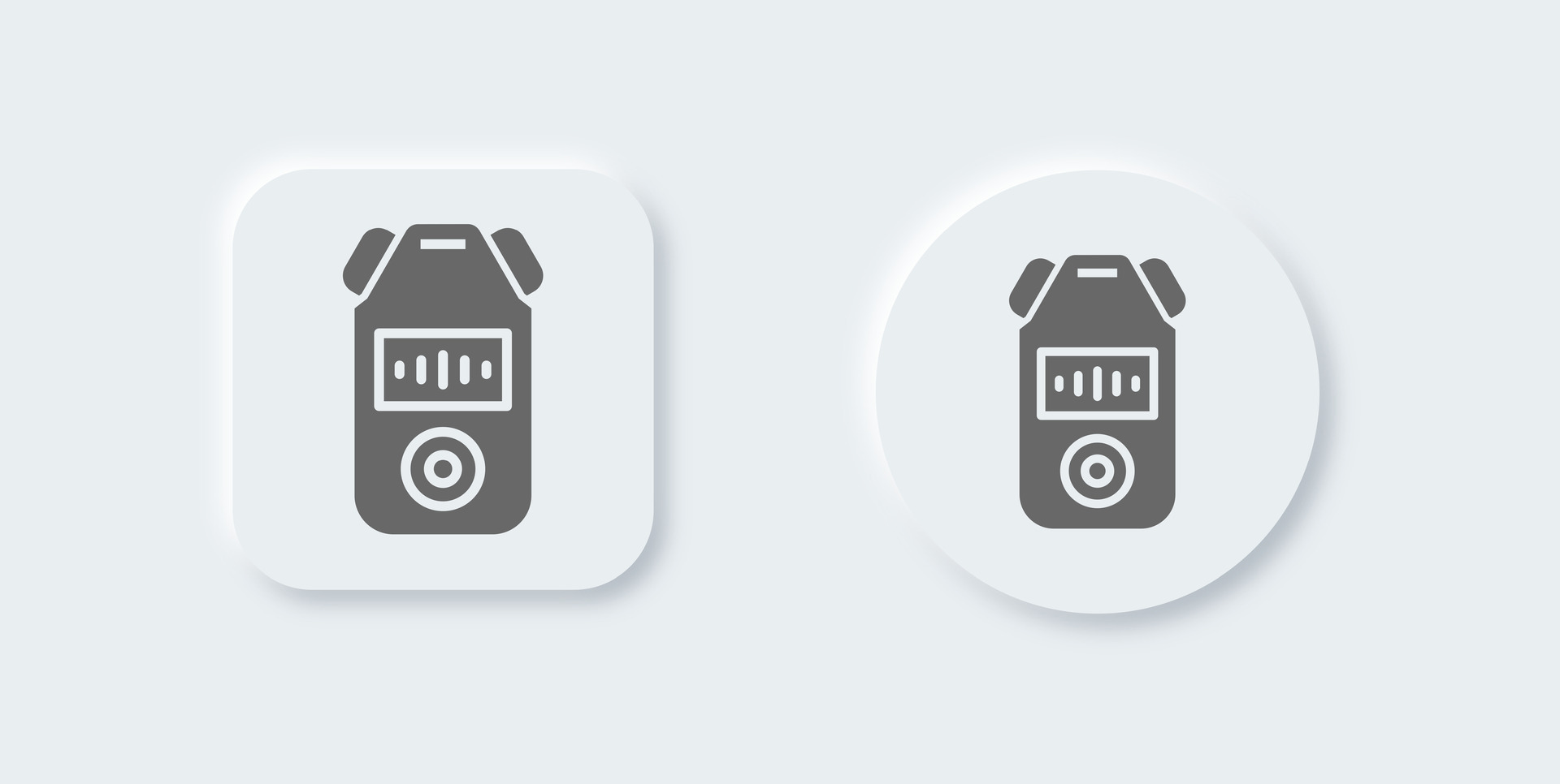 Audio Recorder Solid Icon In Neomorphic Design Style Sound Signs
