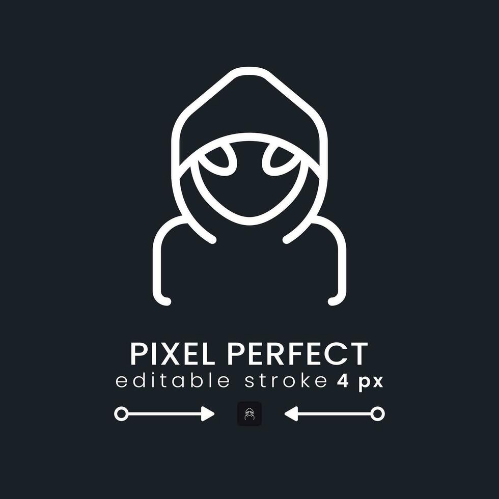 Hacker white linear desktop icon on black. Network security. Cybercrime ...