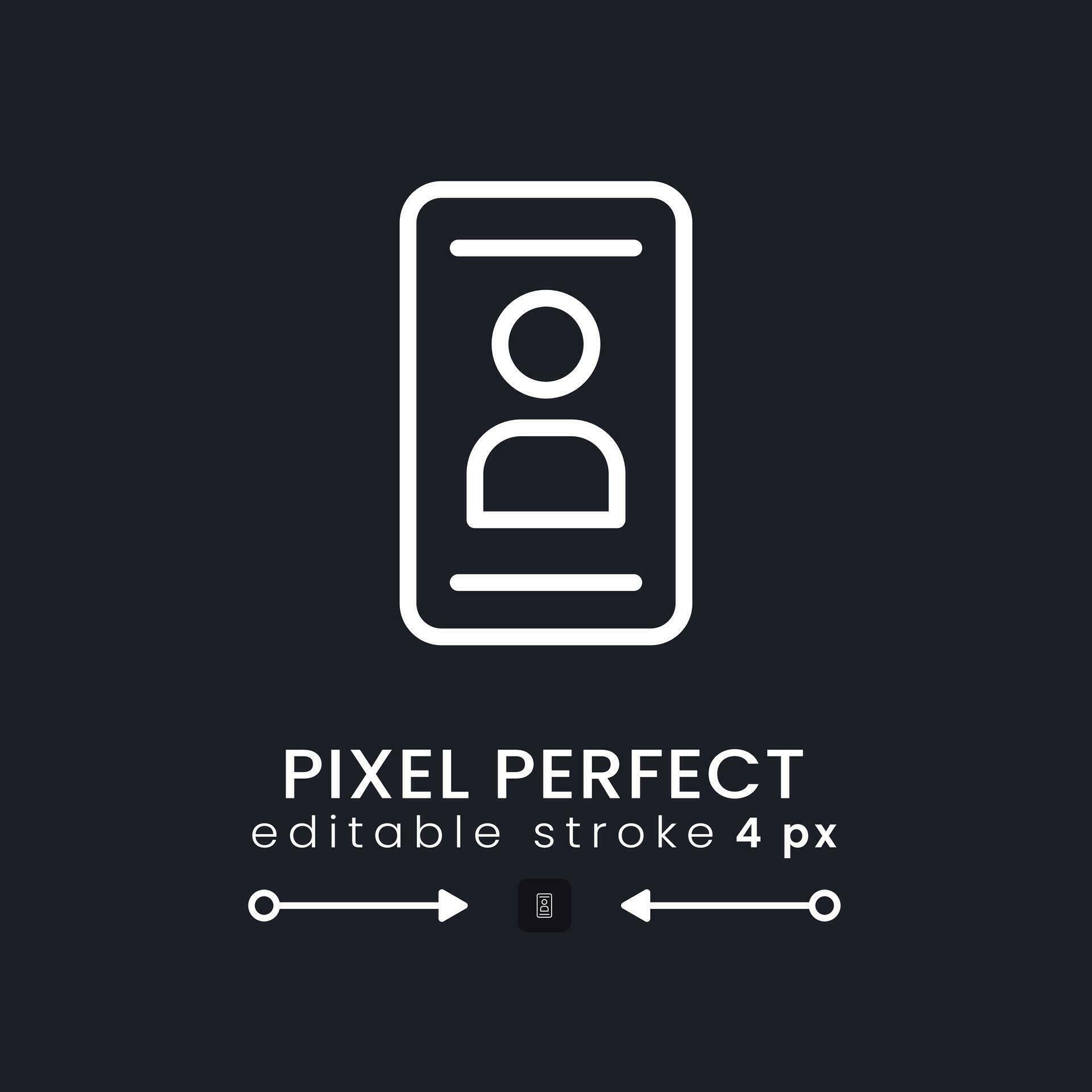 Personal profile white linear desktop icon on black. Mobile authentication. Identity ...