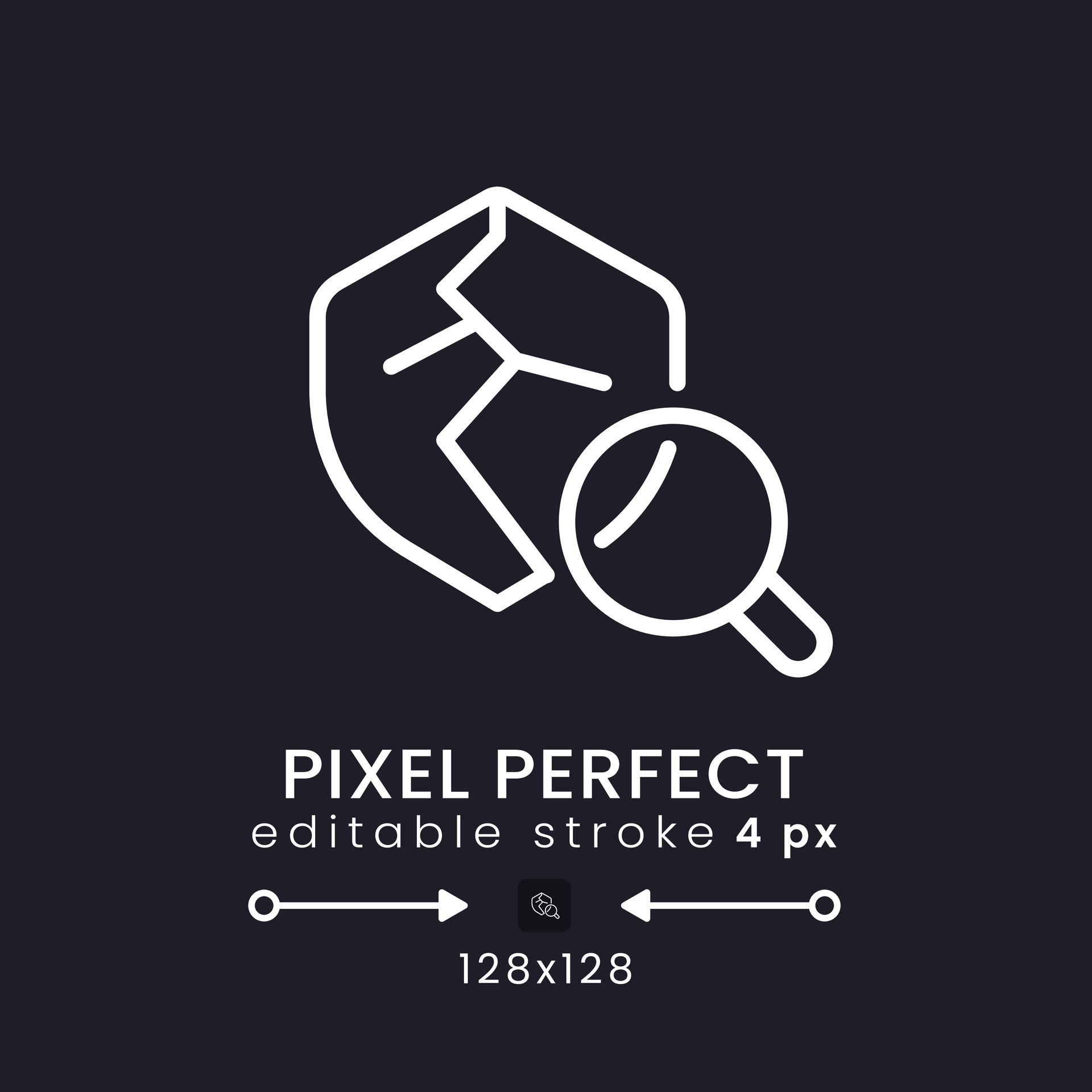 Vulnerability scanning white linear desktop icon on black. Cyber ...