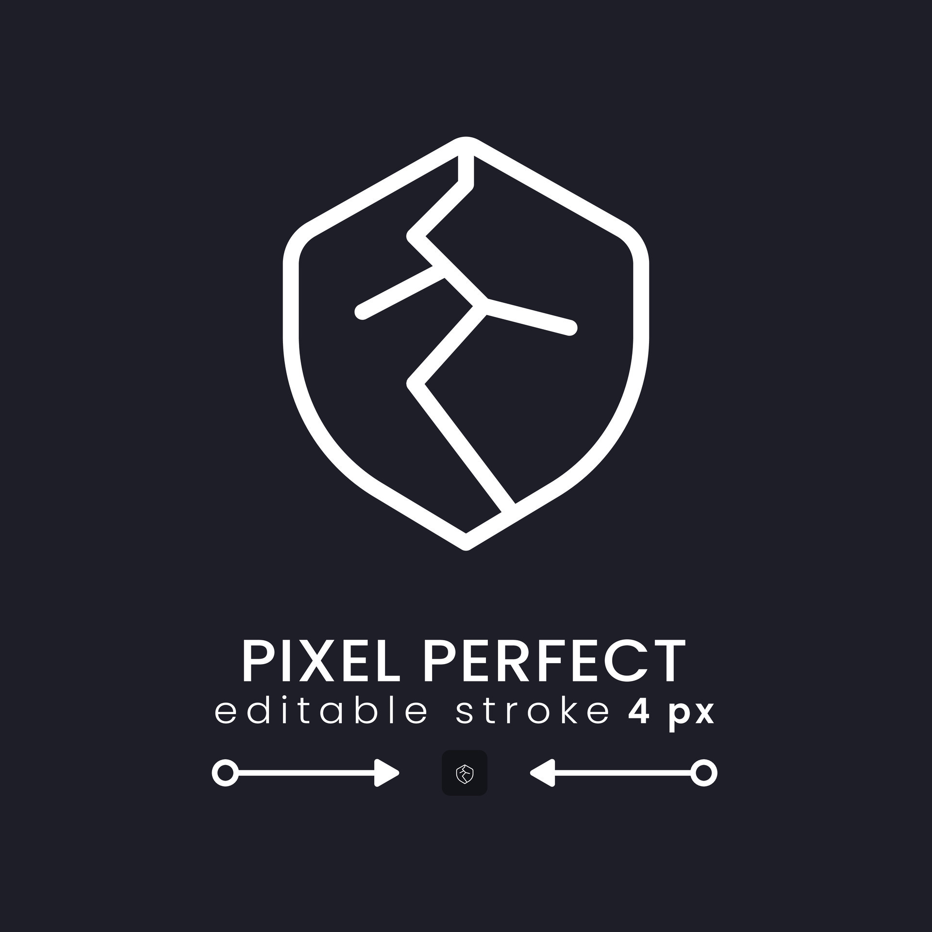 Security weaknesses white linear desktop icon on black. System vulnerability. Data damage. Pixel ...