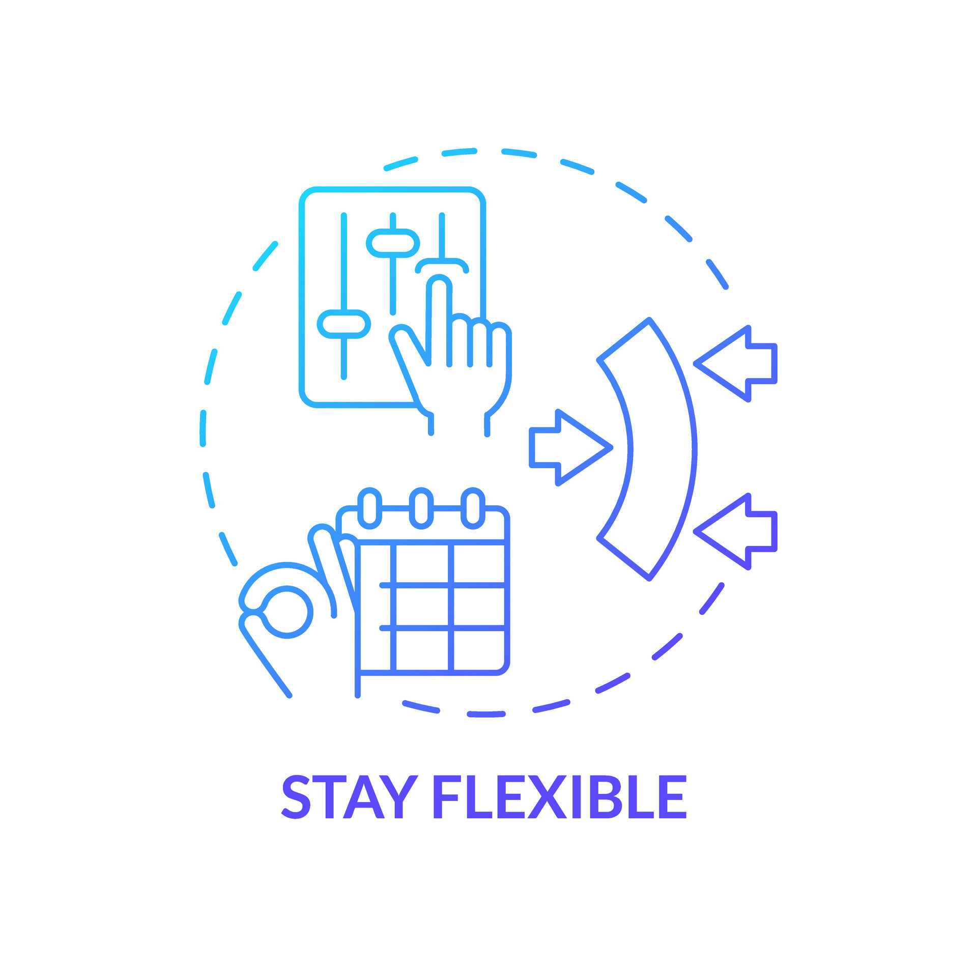 Stay flexible blue gradient concept icon. Customer centric. New ... Stay flexible blue gradient concept icon. Customer centric. New ...