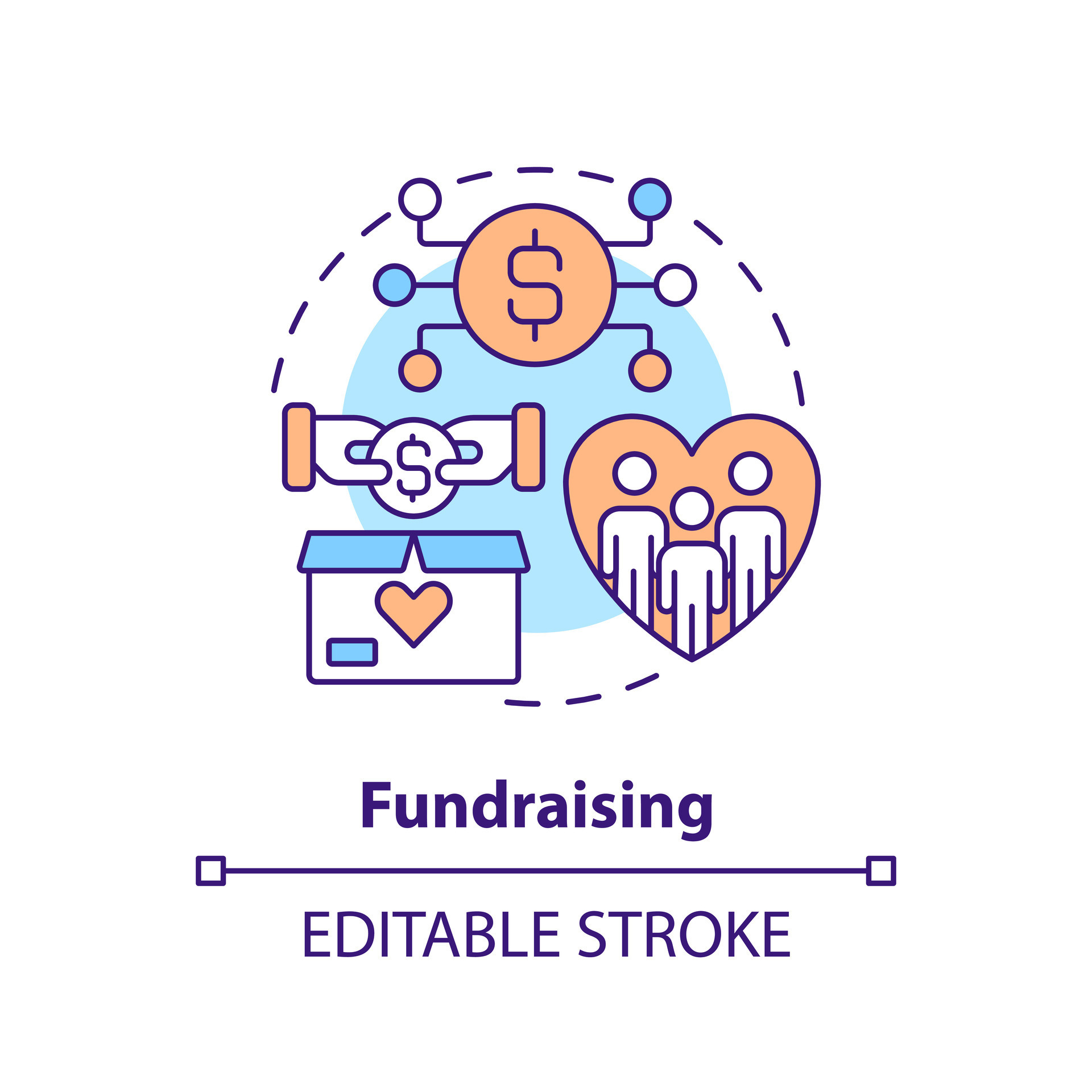 Fundraising Concept Icon Get Financial Contribution Dao Usage Purpose Abstract Idea Thin Line