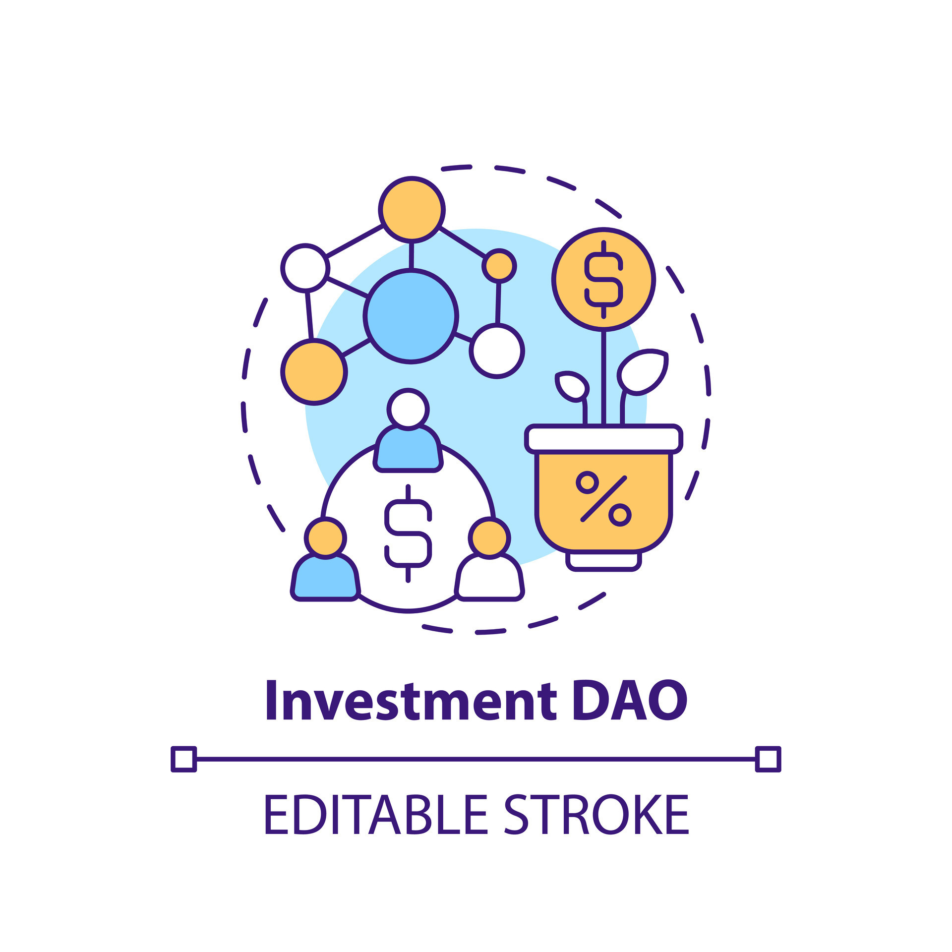 Investment Dao Concept Icon Decentralized Autonomous Organizations Type Abstract Idea Thin Line