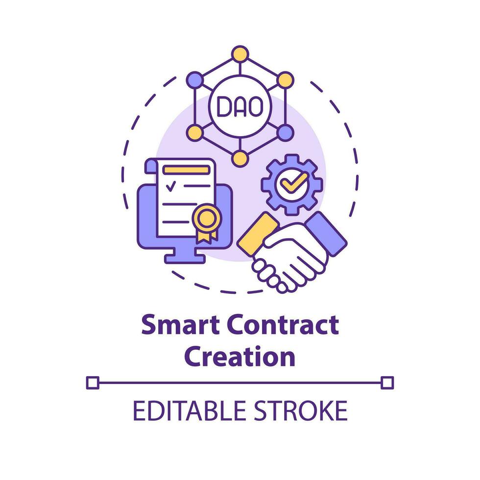 Smart Contract Creation Concept Icon Blockchain Network Operation Dao Lunch Step Abstract Idea