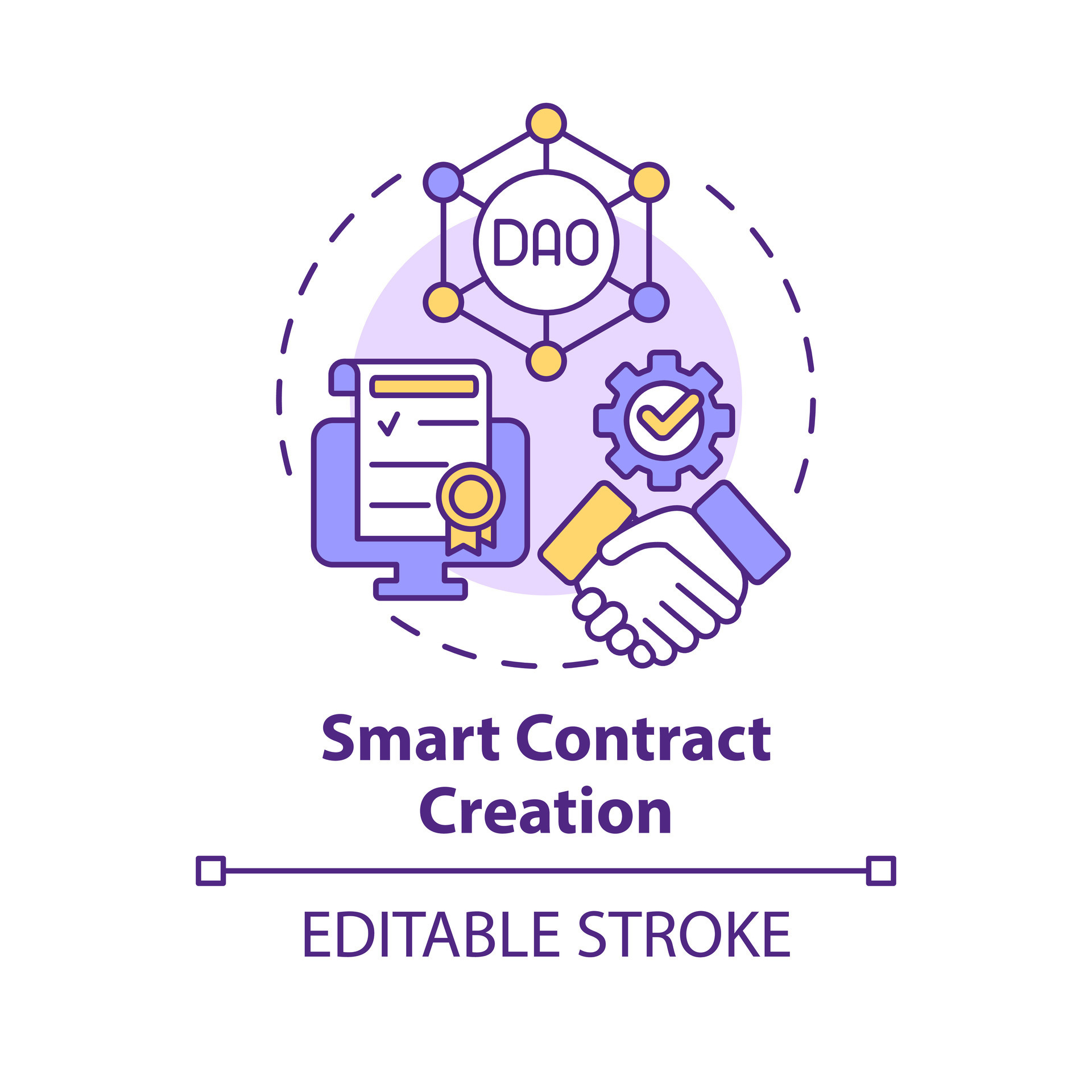 Smart Contract Creation Concept Icon Blockchain Network Operation Dao Lunch Step Abstract Idea