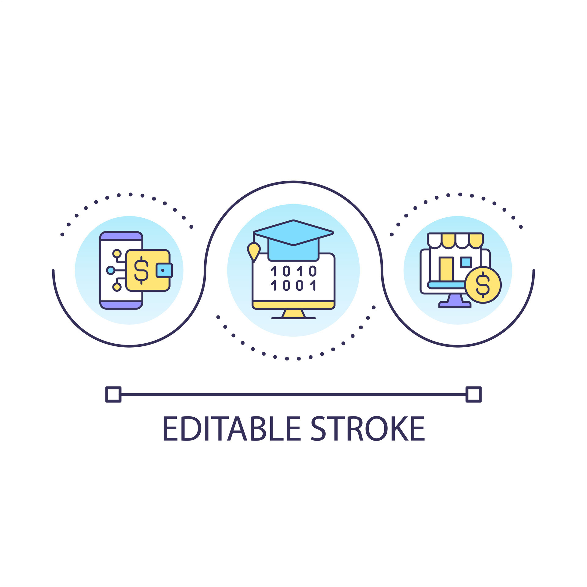 Digitization Of Industries Loop Concept Icon Innovations In Banking Education And Commerce