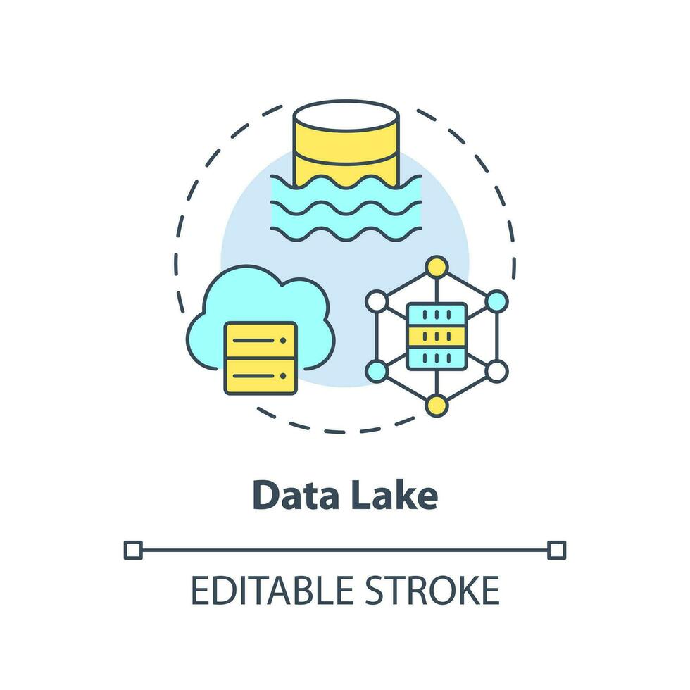 Data lake concept icon. Digital storage. Raw format of information ...