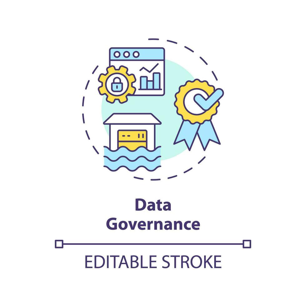 Data governance concept icon. Regulation and control. Data lakehouse abstract idea thin line ...