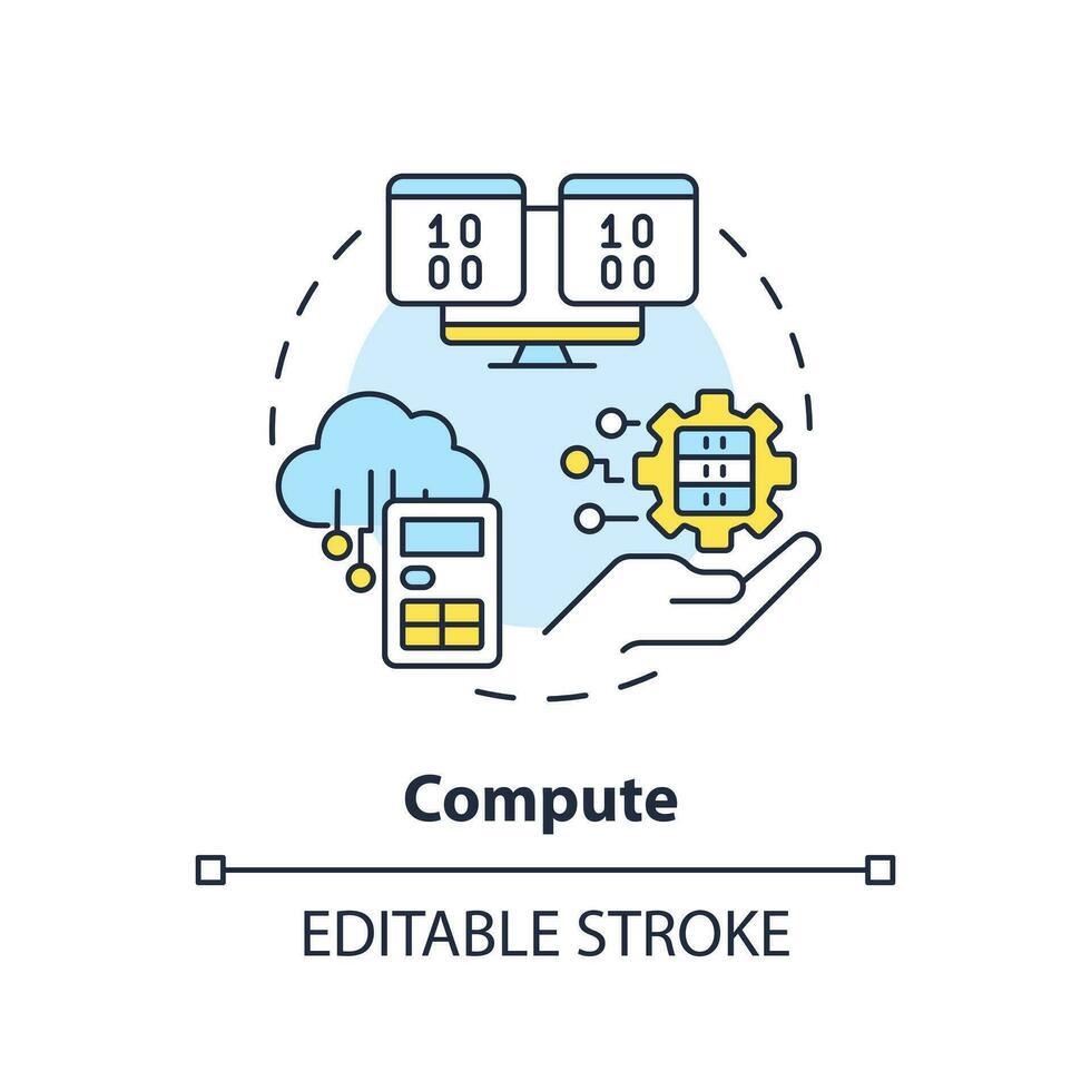 Compute concept icon. Operations with information. Data lake vs data warehouse abstract idea ...