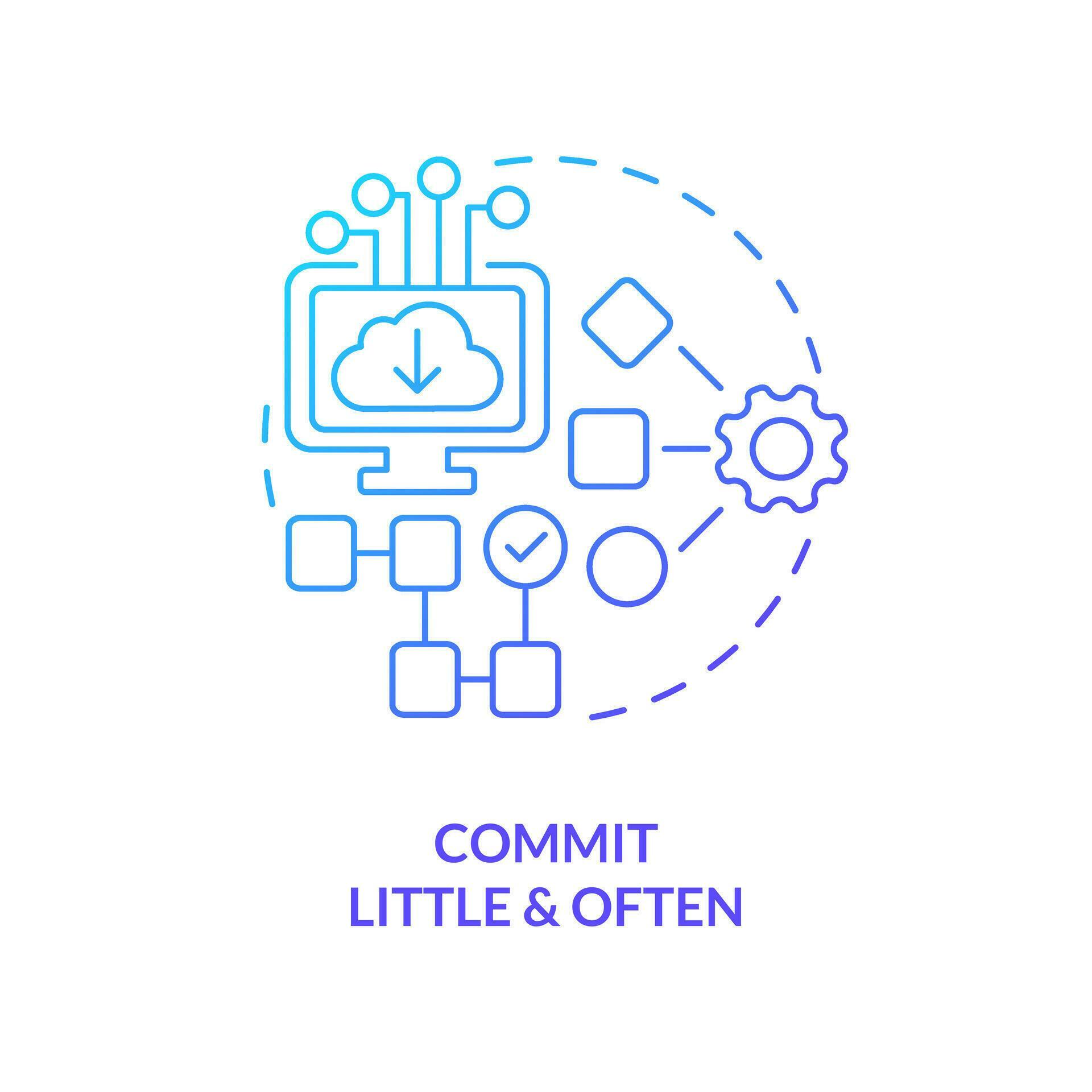 Commit little and often blue gradient concept icon. Break work tasks ...