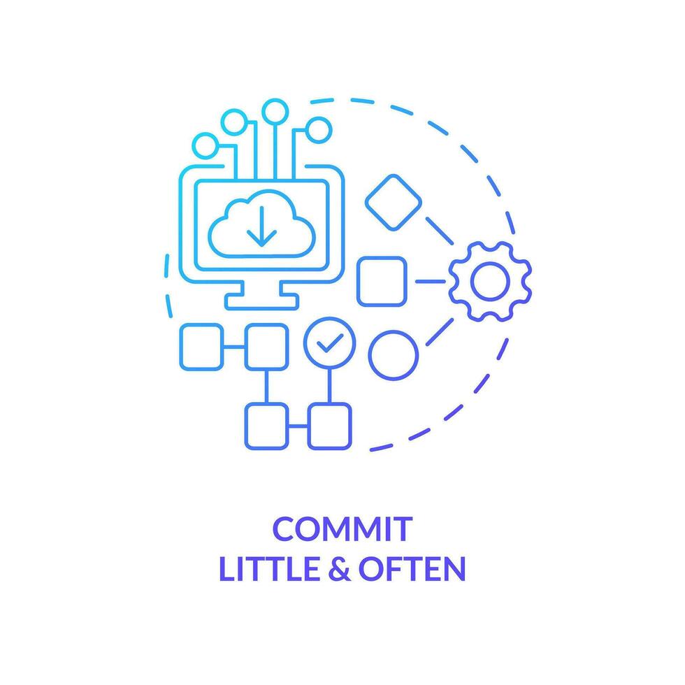 Commit Little And Often Blue Gradient Concept Icon Break Work Tasks Source Code Management 1689