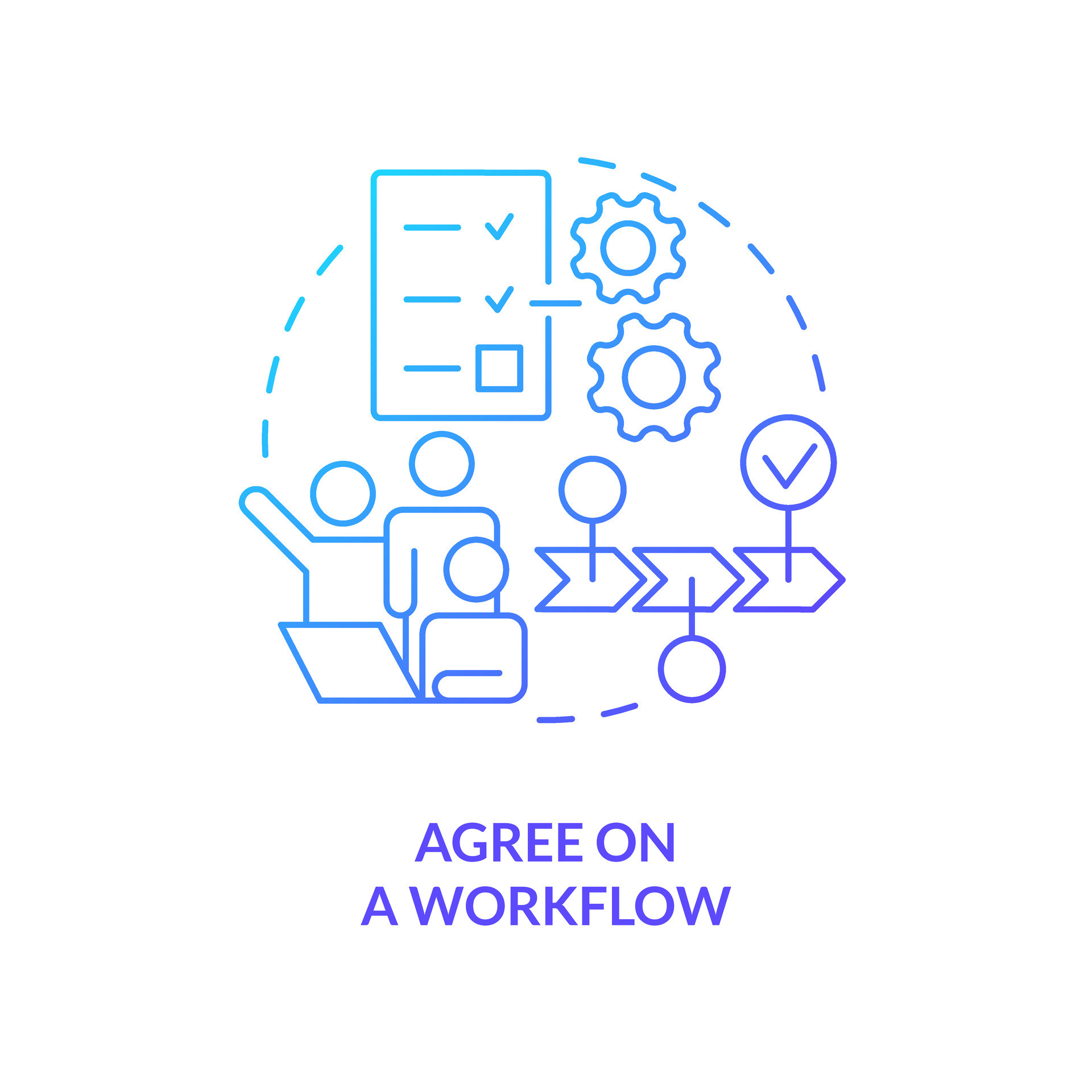 Agree on workflow blue gradient concept icon. Team collaboration ...