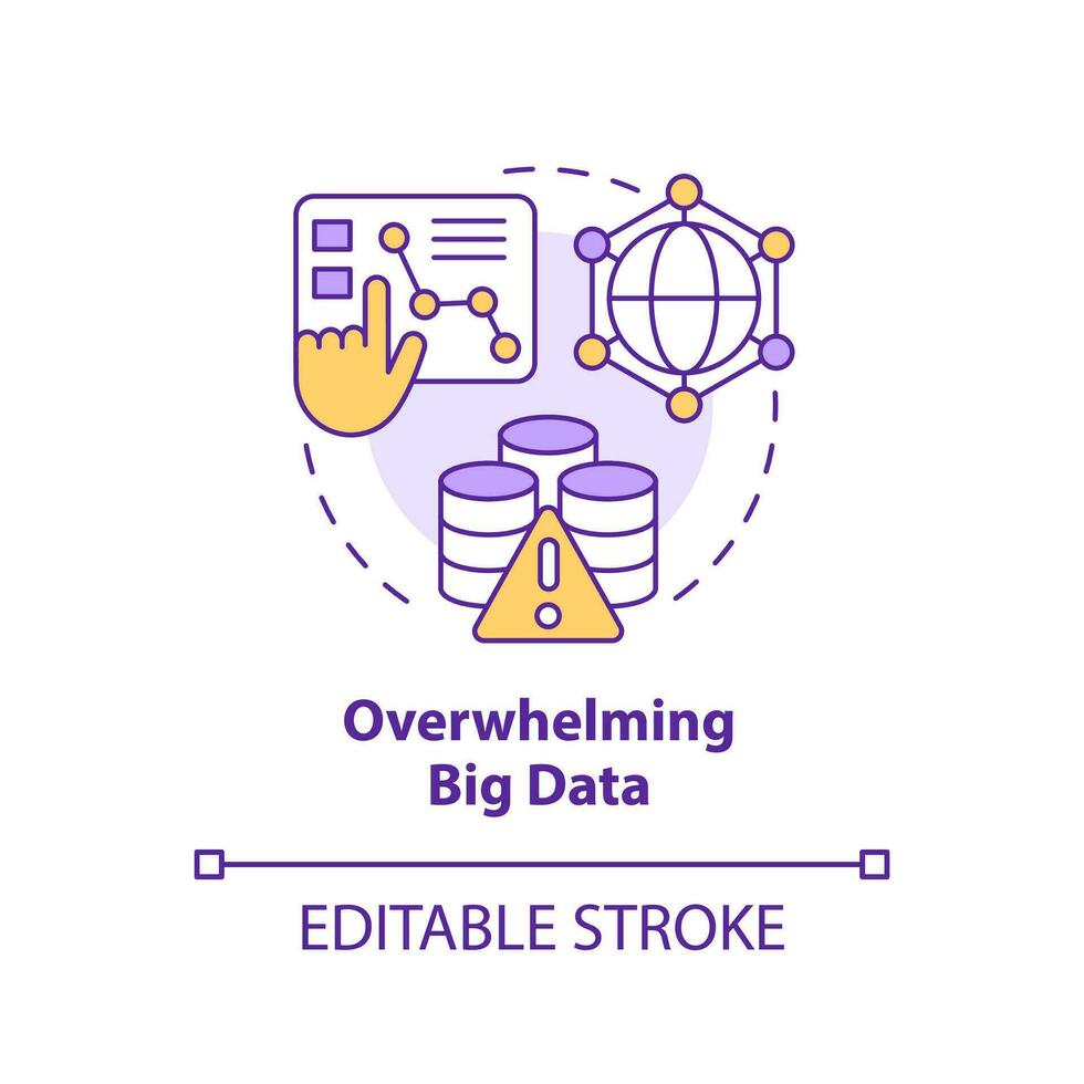 Overwhelming Big Data Concept Icon Optimize Business Process Full Database Abstract Idea Thin