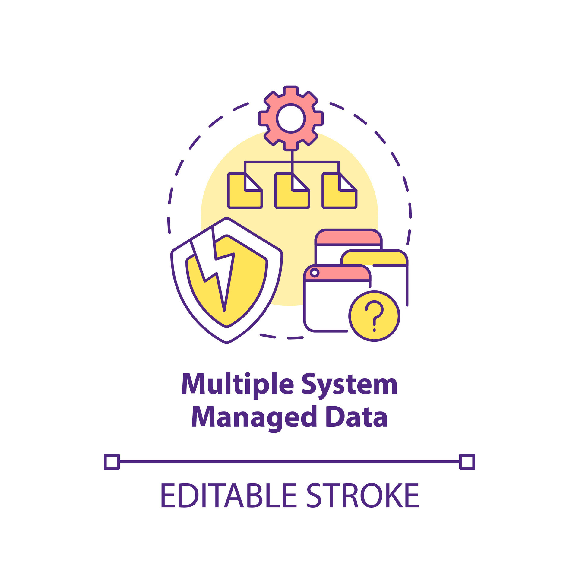 Multiple system managed data concept icon. Information storage issue. Database tools abstract ...