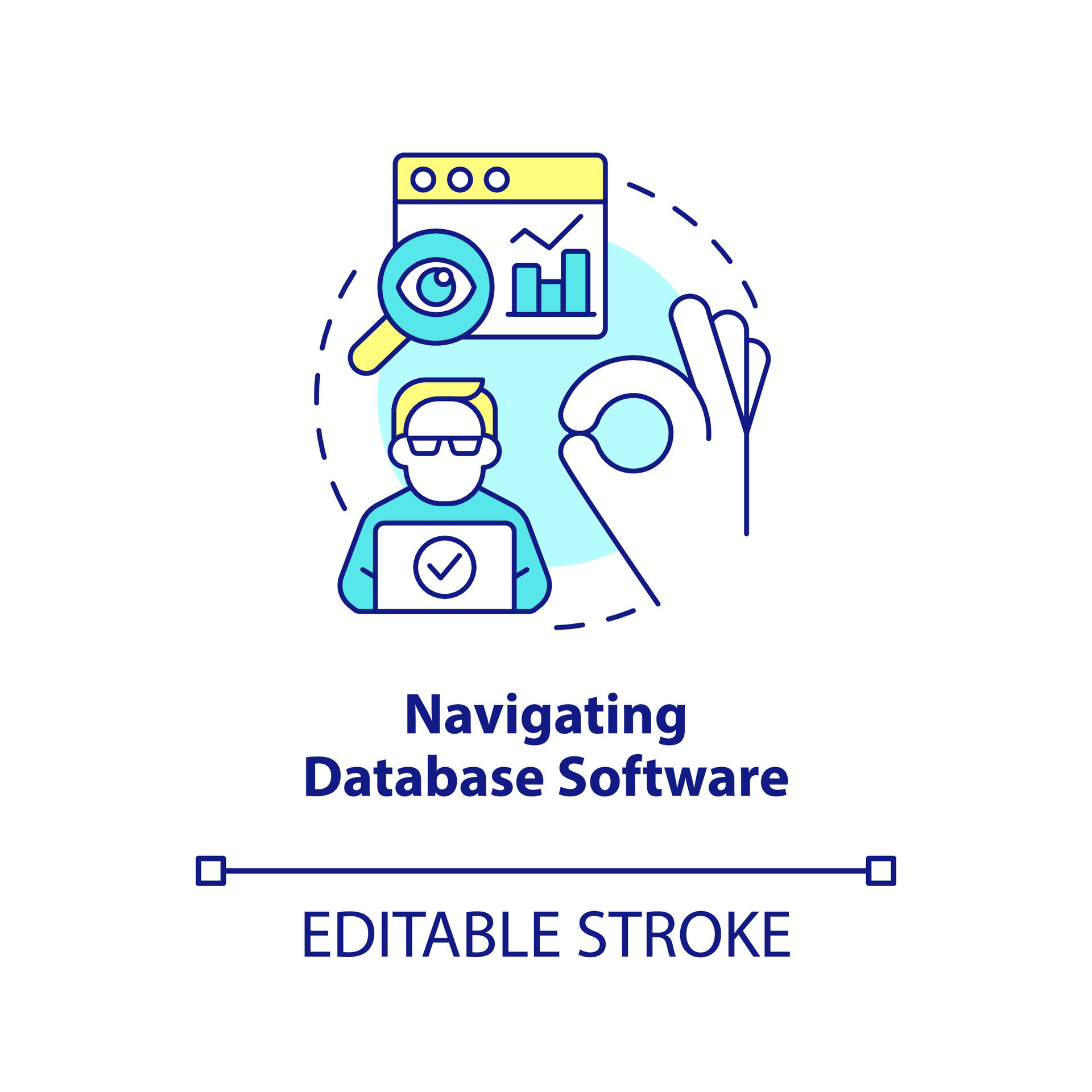 Navigating Database Software Concept Icon Digital Technology Information Management Abstract