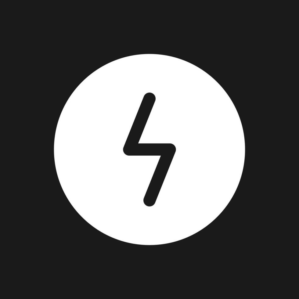 Dangerous current dark mode glyph ui icon. Electrical power control. User interface design ...
