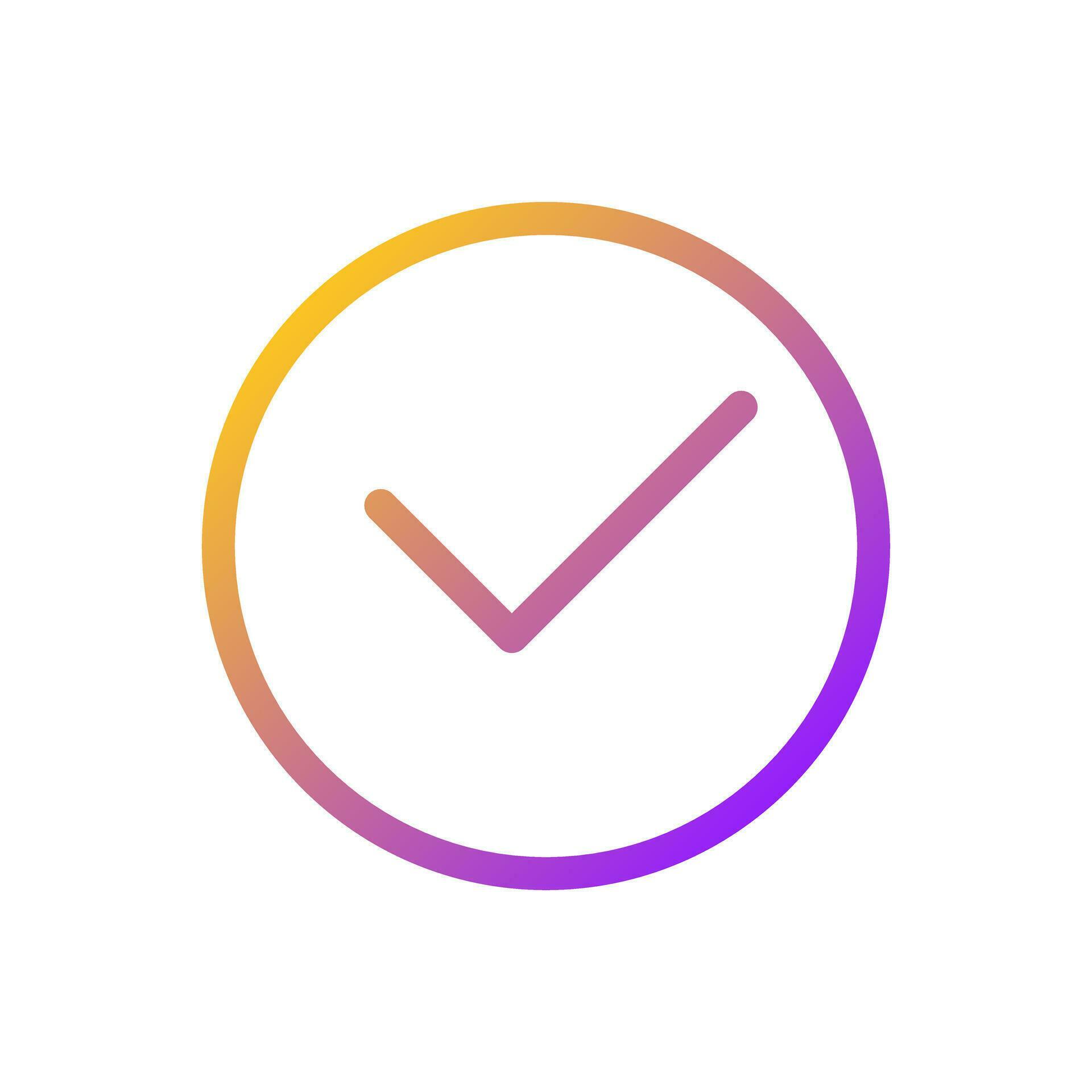 Tick in circle pixel perfect gradient linear ui icon. Approval checkmark. Voting button in ...