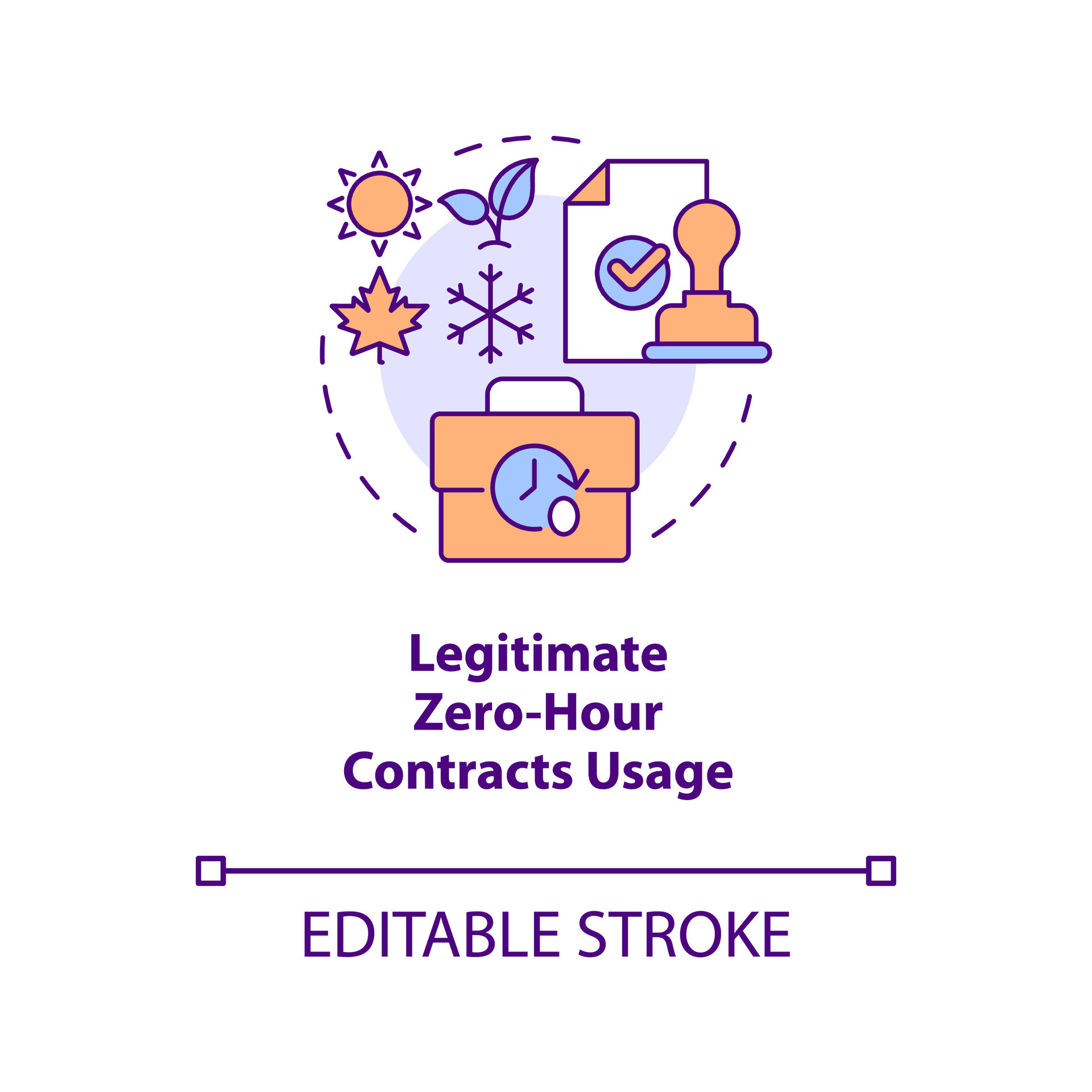 Legitimate zero hours contracts usage concept icon. Fair working ...