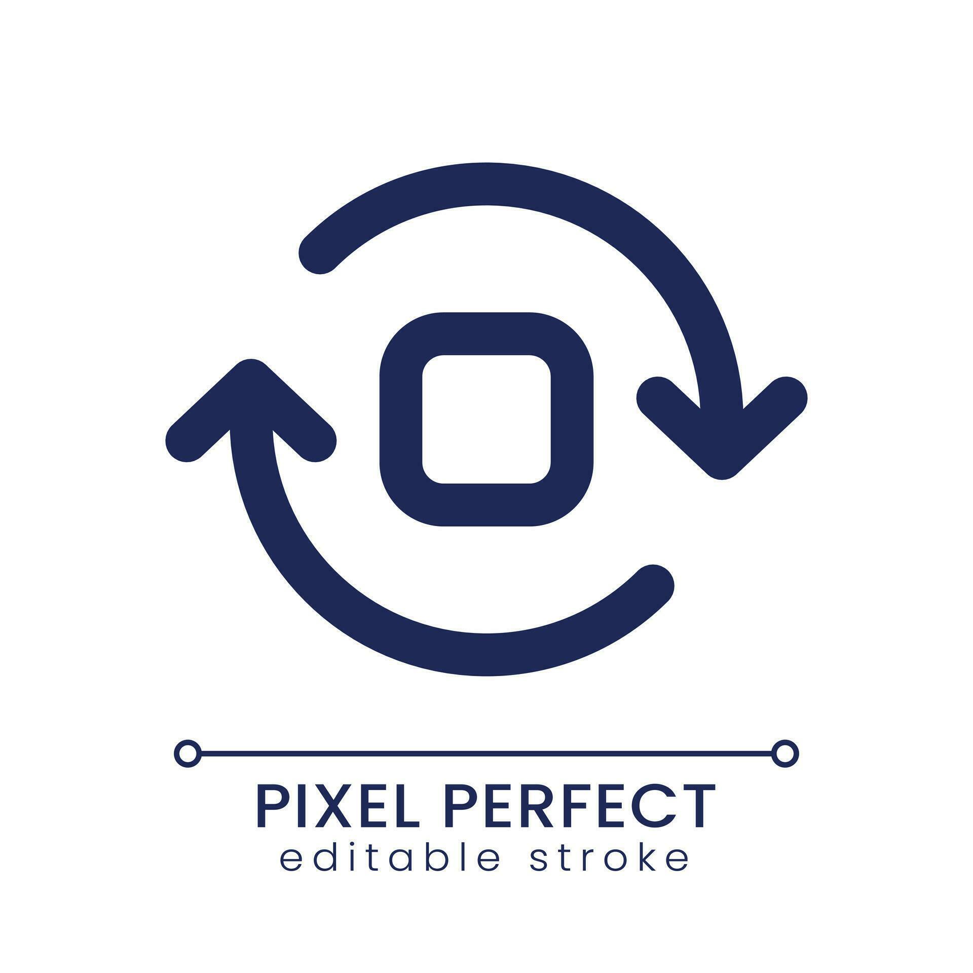 Spin animation pixel perfect linear ui icon. Rotating object effect. Circular motion in video ...