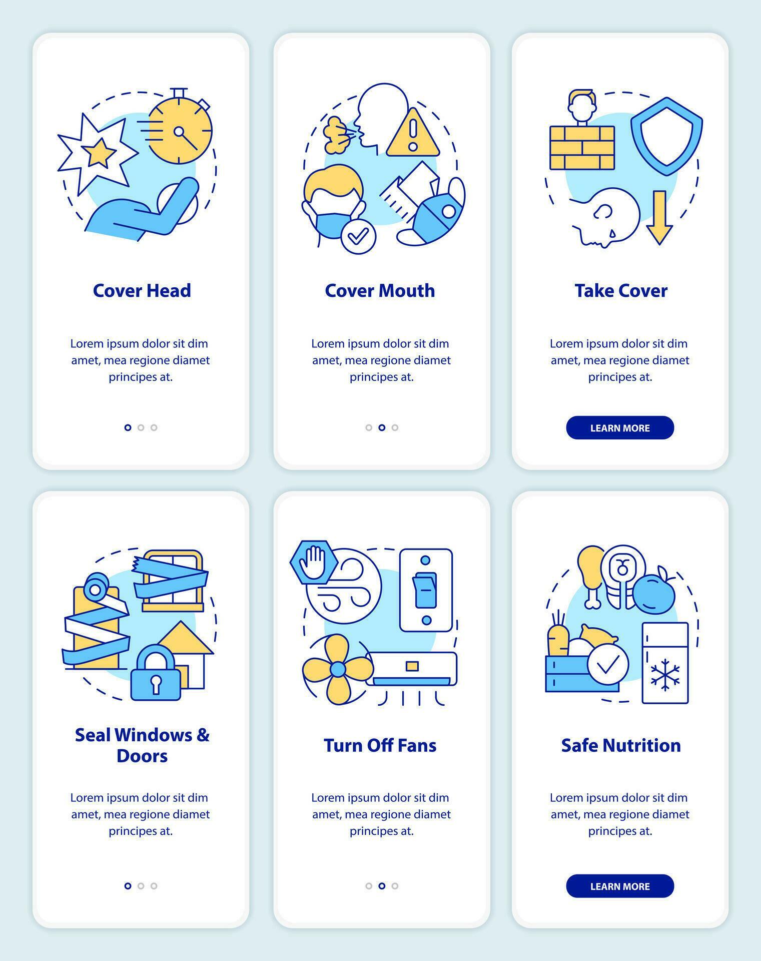 Actions Outside And At Home Onboarding Mobile App Screen Set Survive Walkthrough 3 Steps