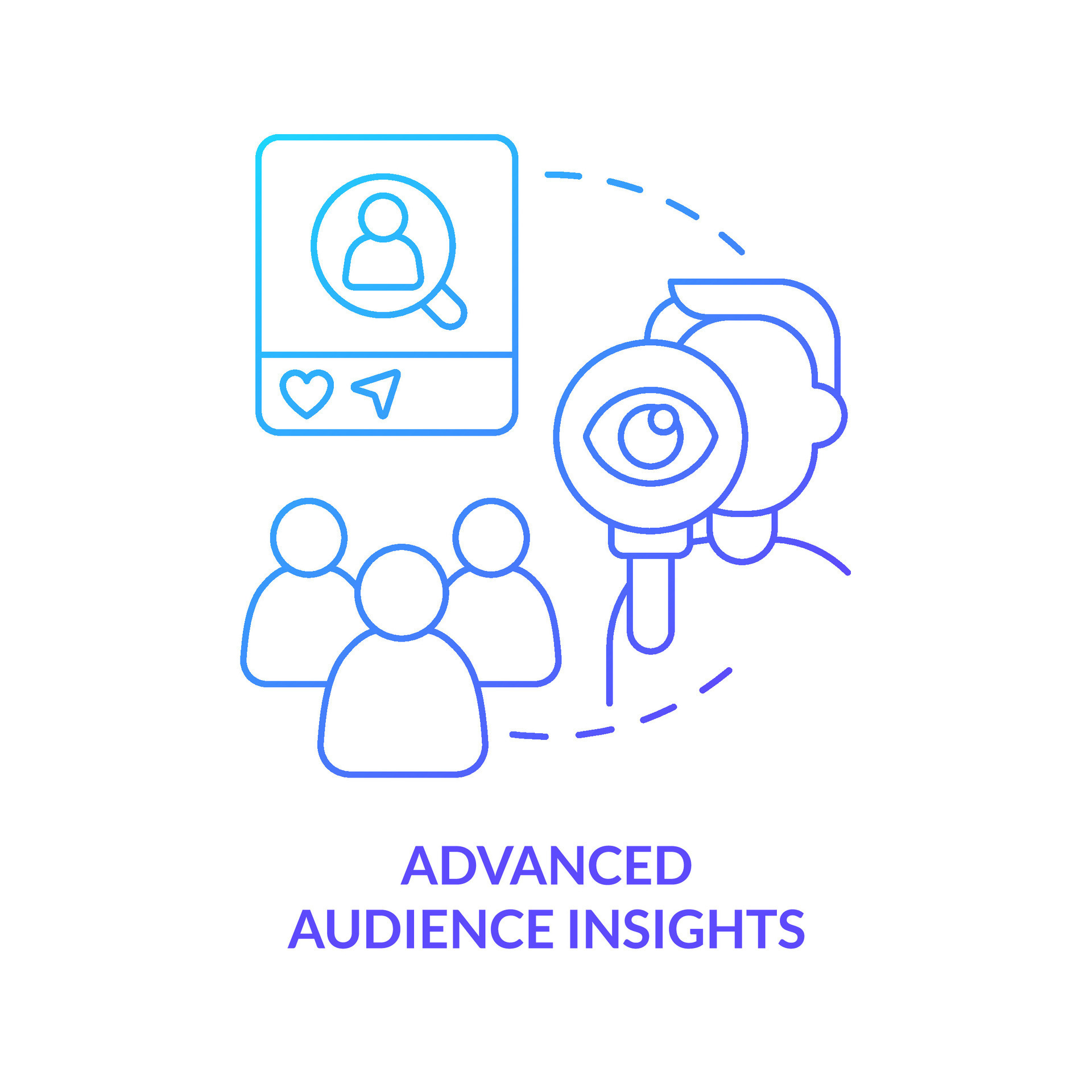 Advanced audience insights concept blue gradient icon. Research target ...