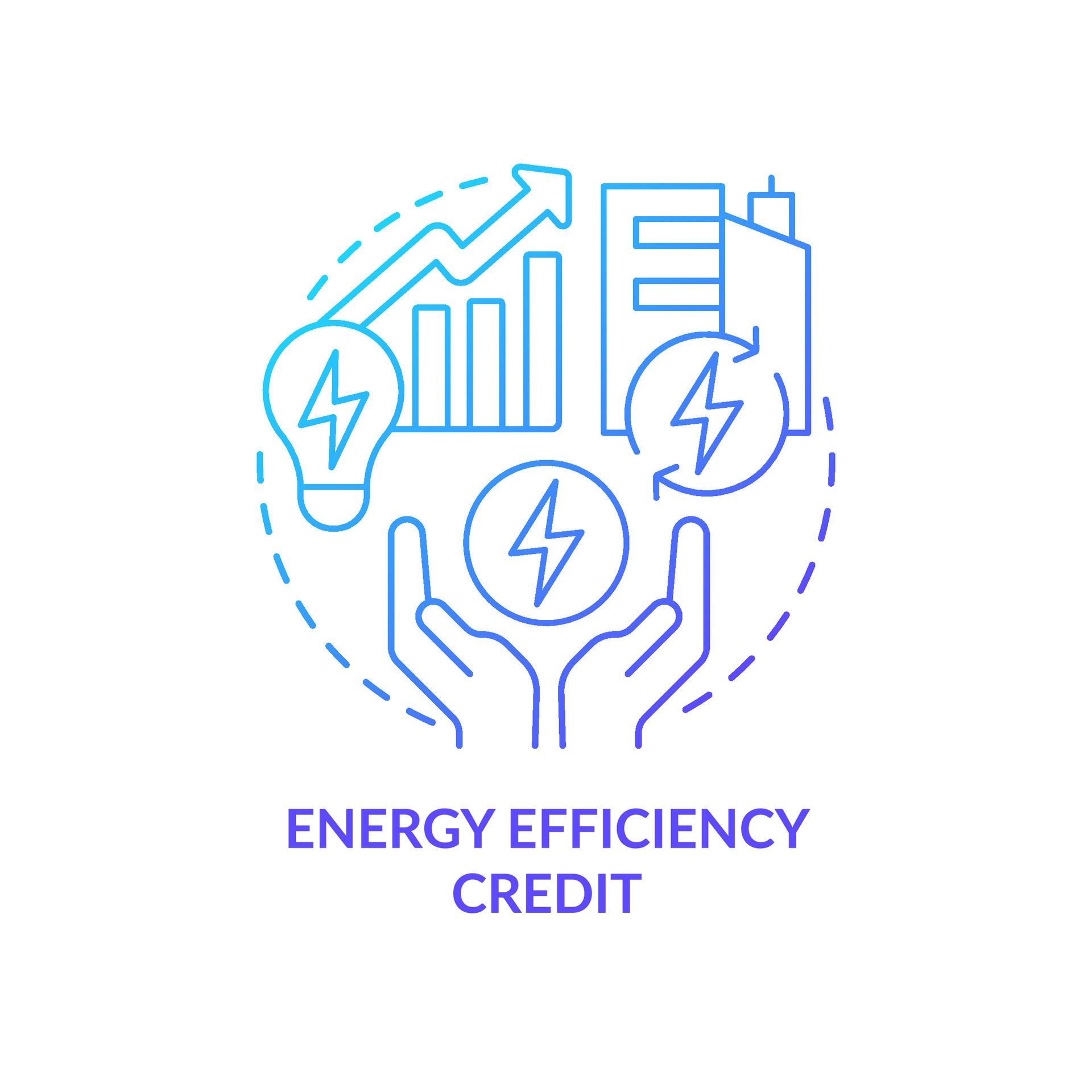Energy efficiency credit blue gradient concept icon. Eco power ... Energy efficiency credit blue gradient concept icon. Eco power ...