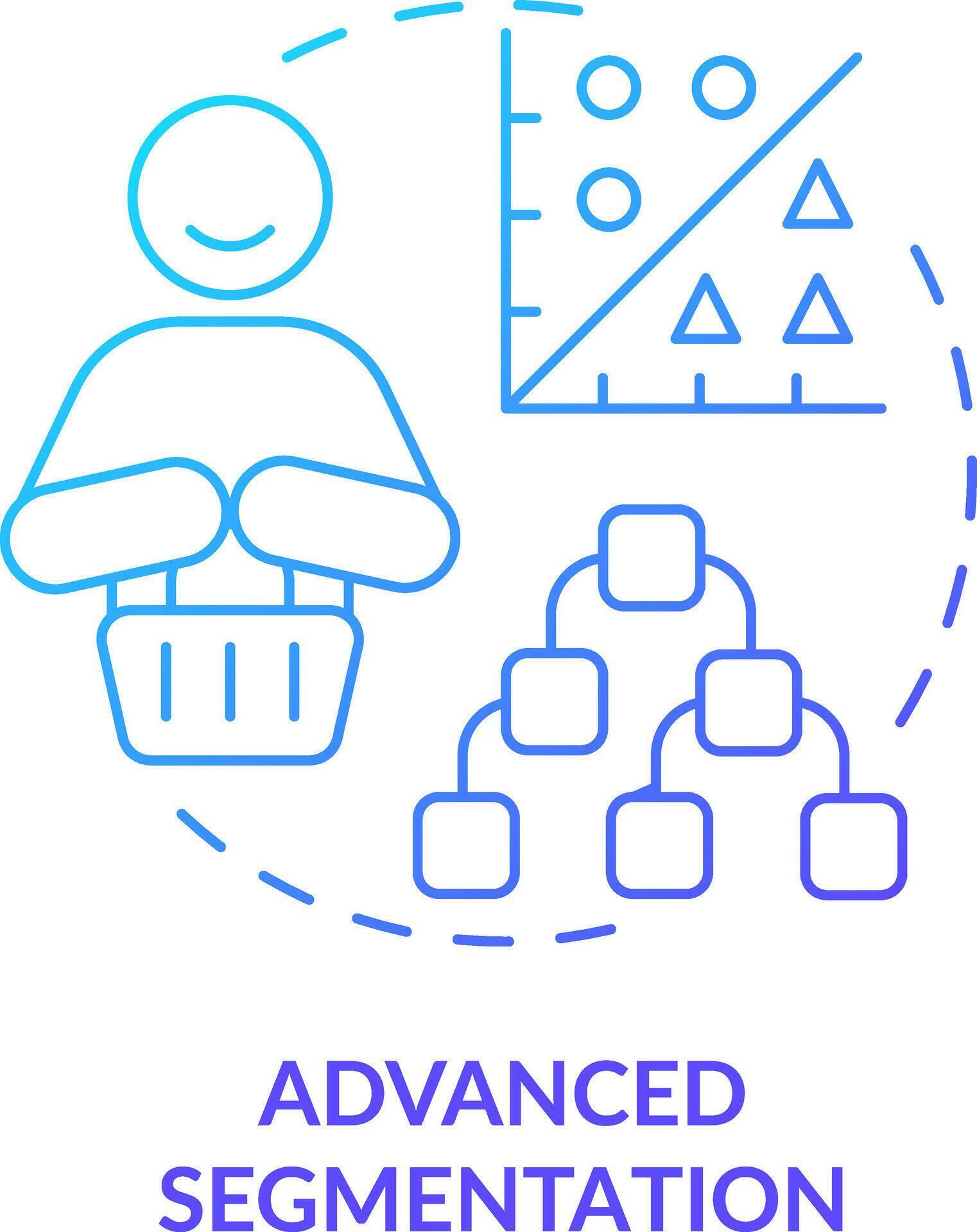 Advanced segmentation blue gradient concept icon. Divide in categories ... Advanced segmentation blue gradient concept icon. Divide in categories ...
