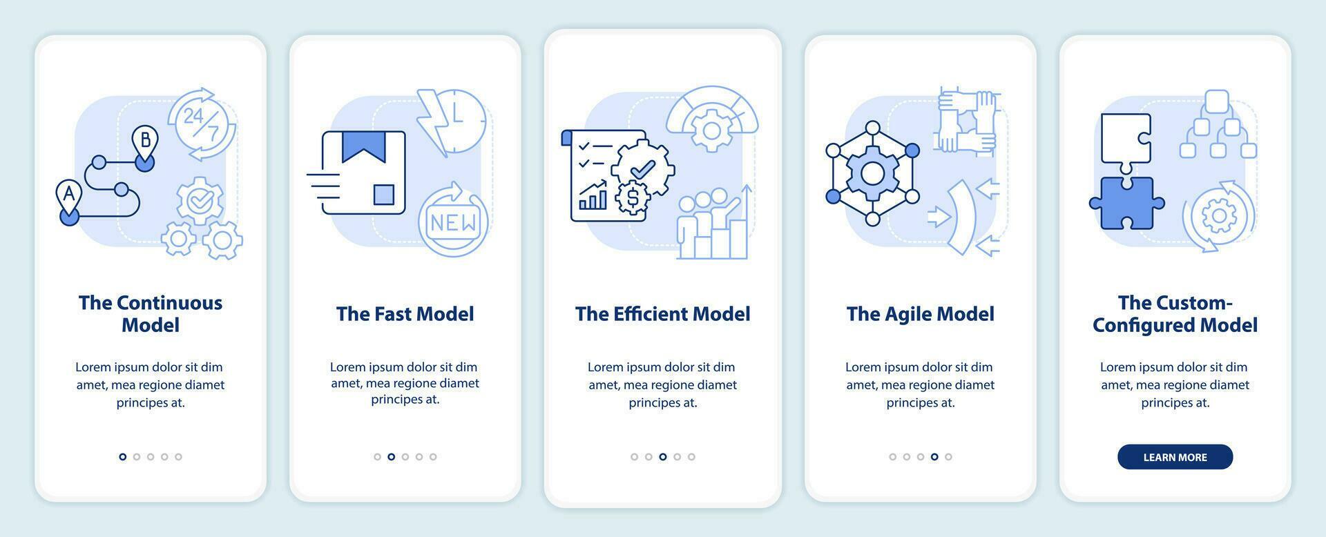 Supply Chain Models Light Blue Onboarding Mobile App Screen Industry