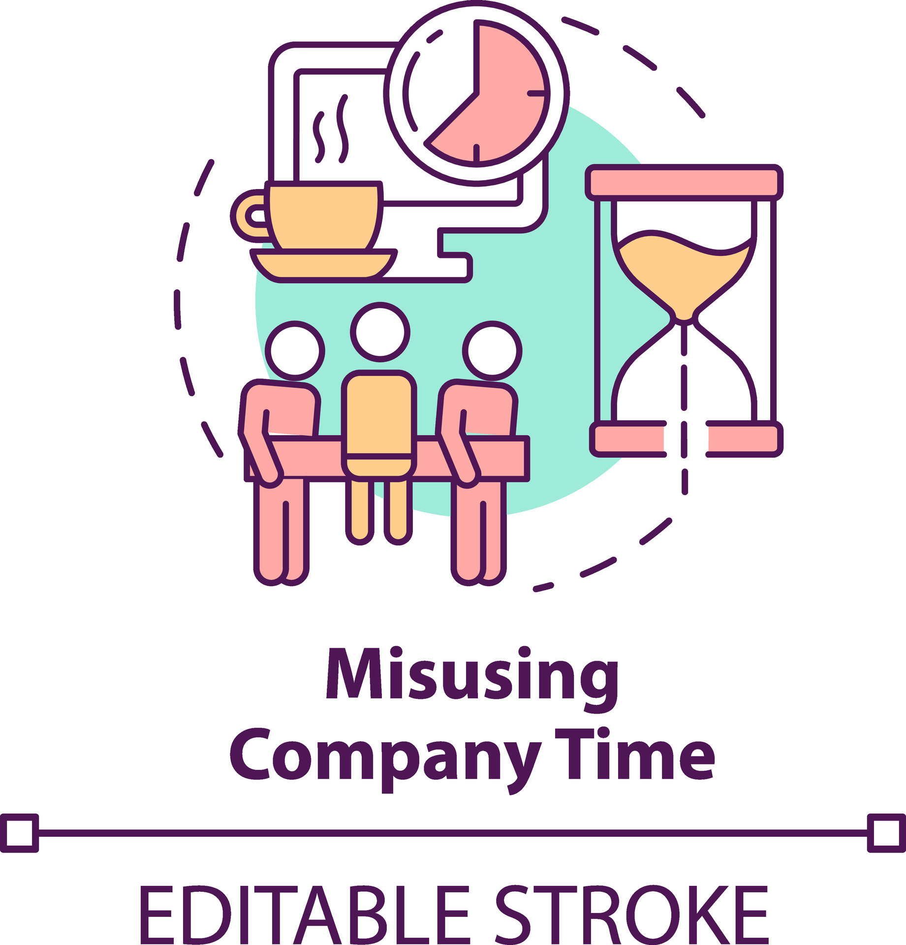 Misusing Company Time Concept Icon Unethical Behavior In Business Abstract Idea Thin Line