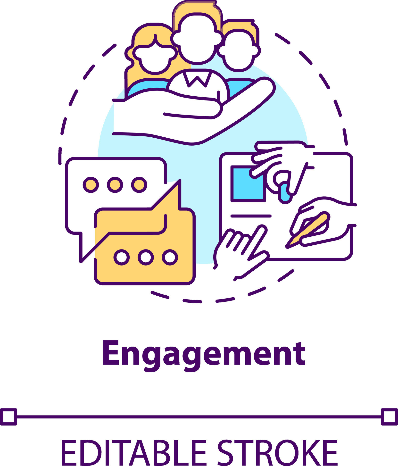 Engagement concept icon. Build connection. Developing onboarding process abstract idea thin line ...