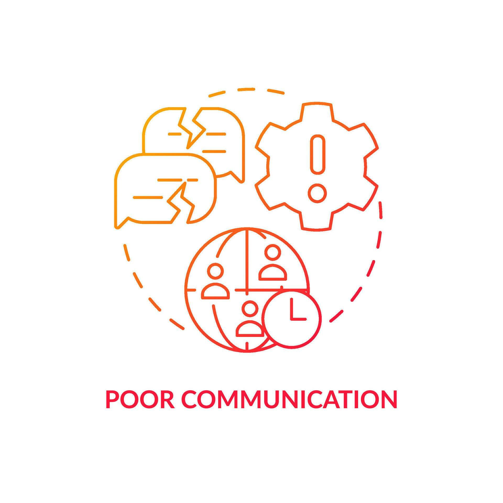 Poor communication red gradient concept icon. Outstaffing disadvantage abstract idea thin line ...