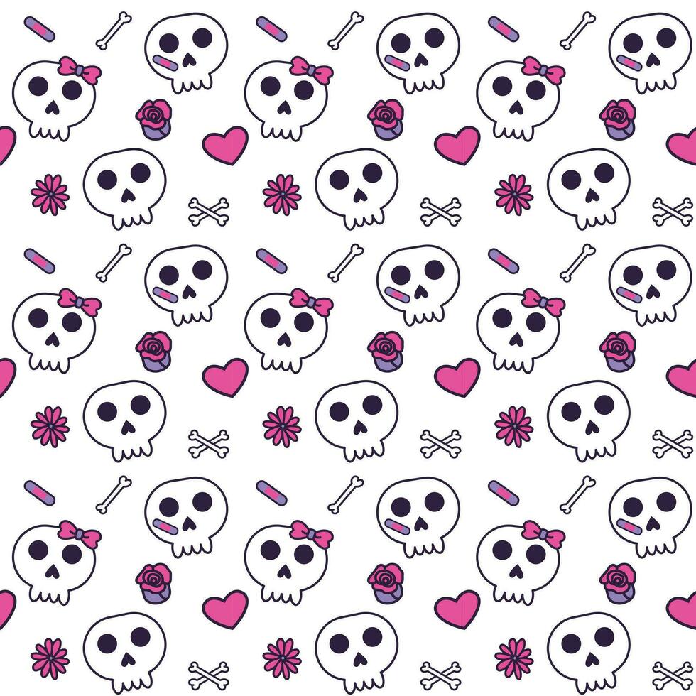 Vector Pattern Skull Cute Background Seamless 25337155 Vector Art at ...