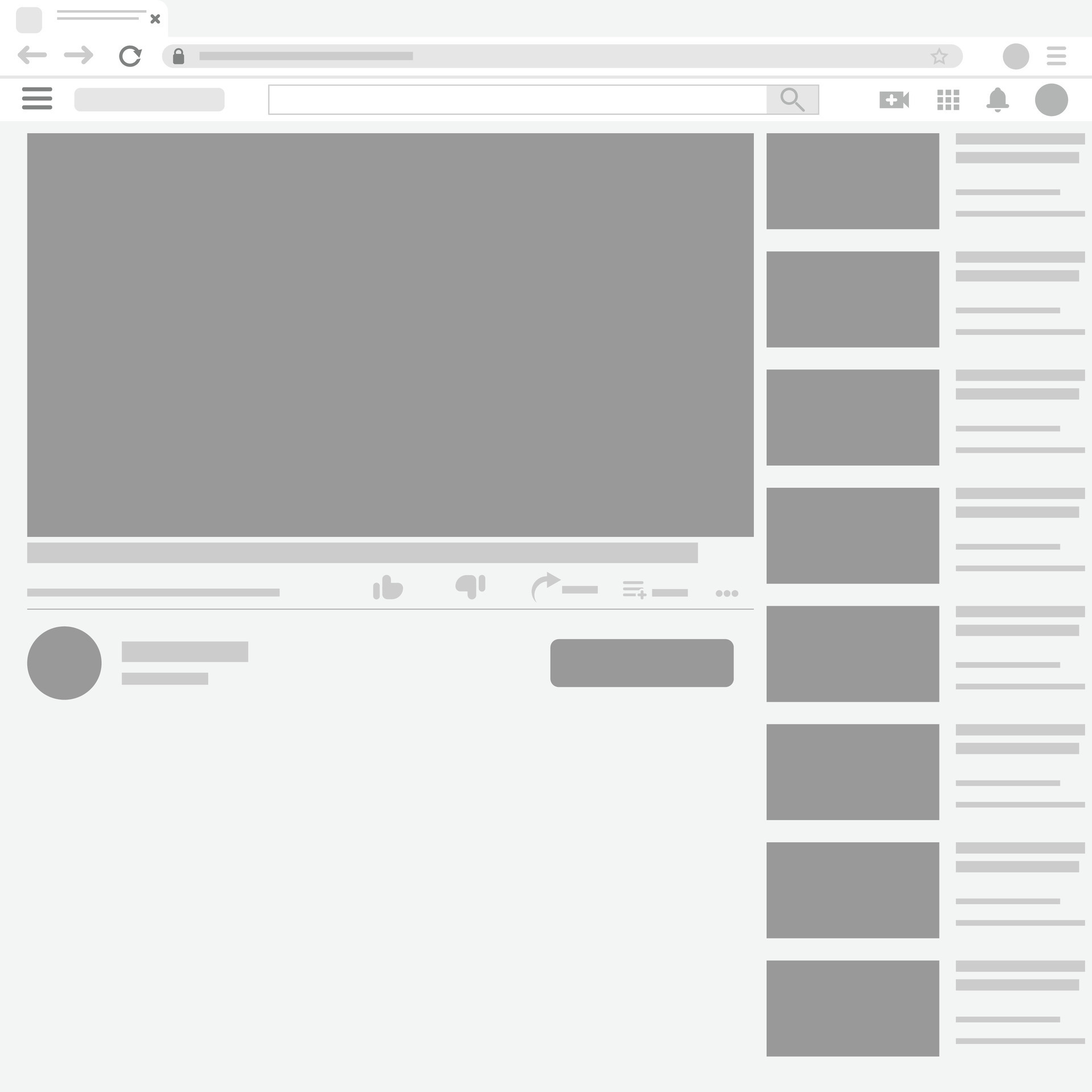 Web video player layout mockup. template video frame. vector ... Web video player layout mockup. template video frame. vector ...