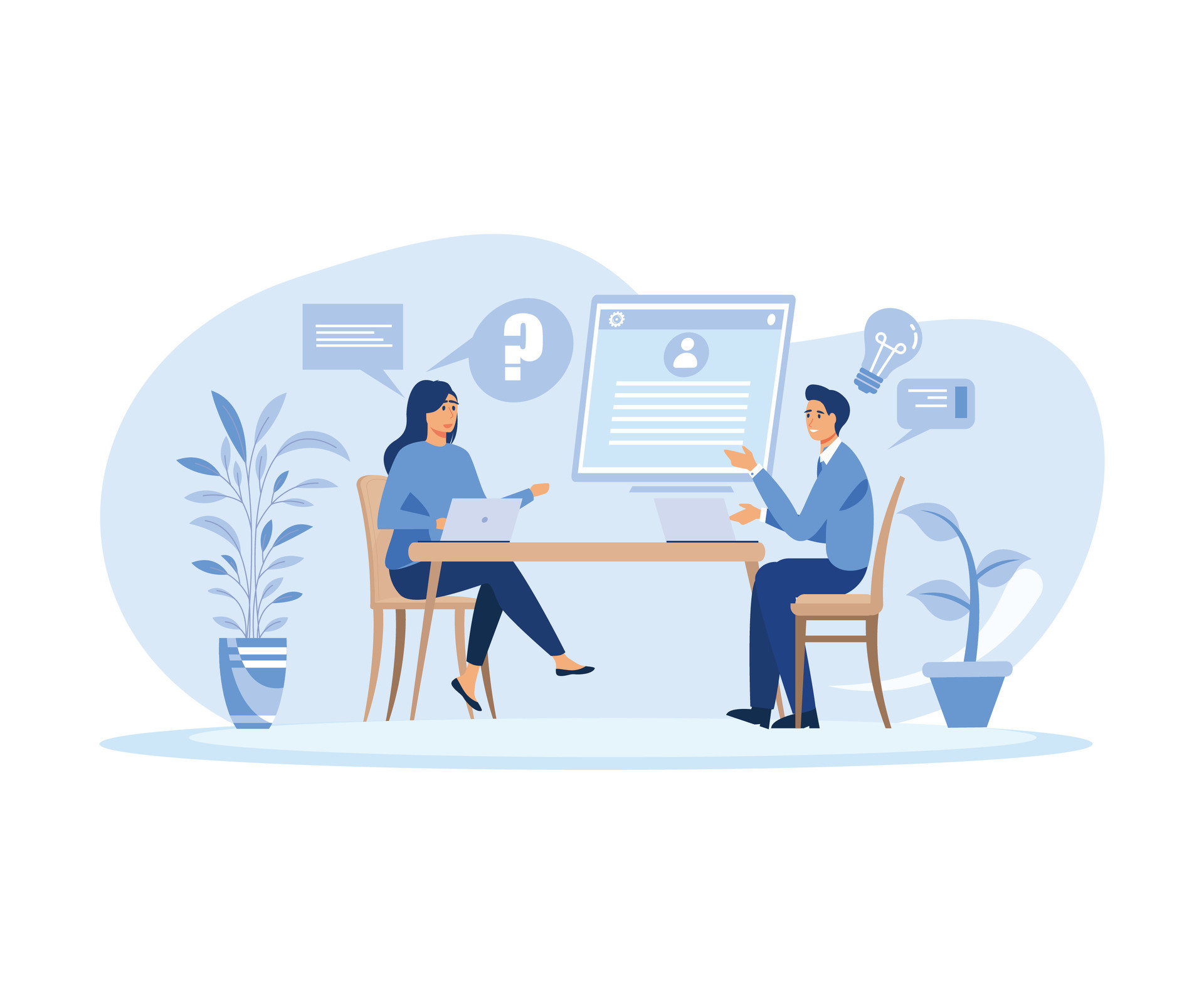 User support abstract concept vector illustration set. job interview ...