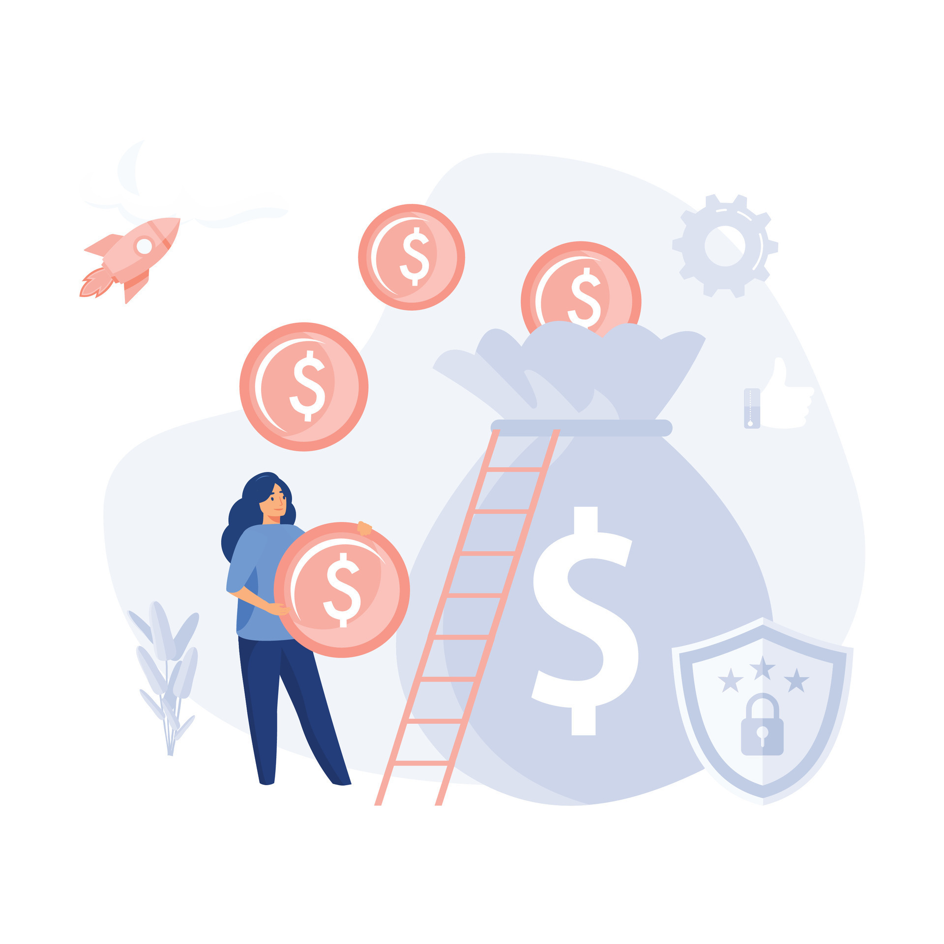 Saving Or Accumulating Money Concept For Finance Management Services And Applications Flat
