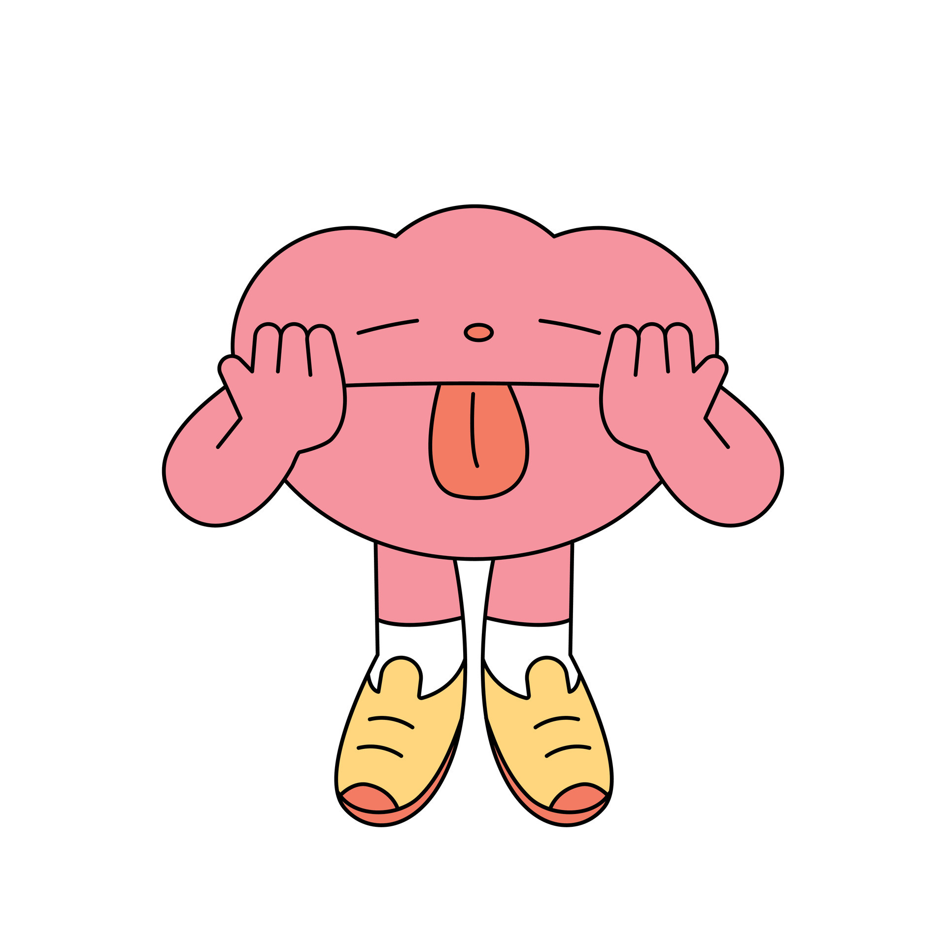 Cute shape character. A cloud-shaped figure is teasing while making fun ...