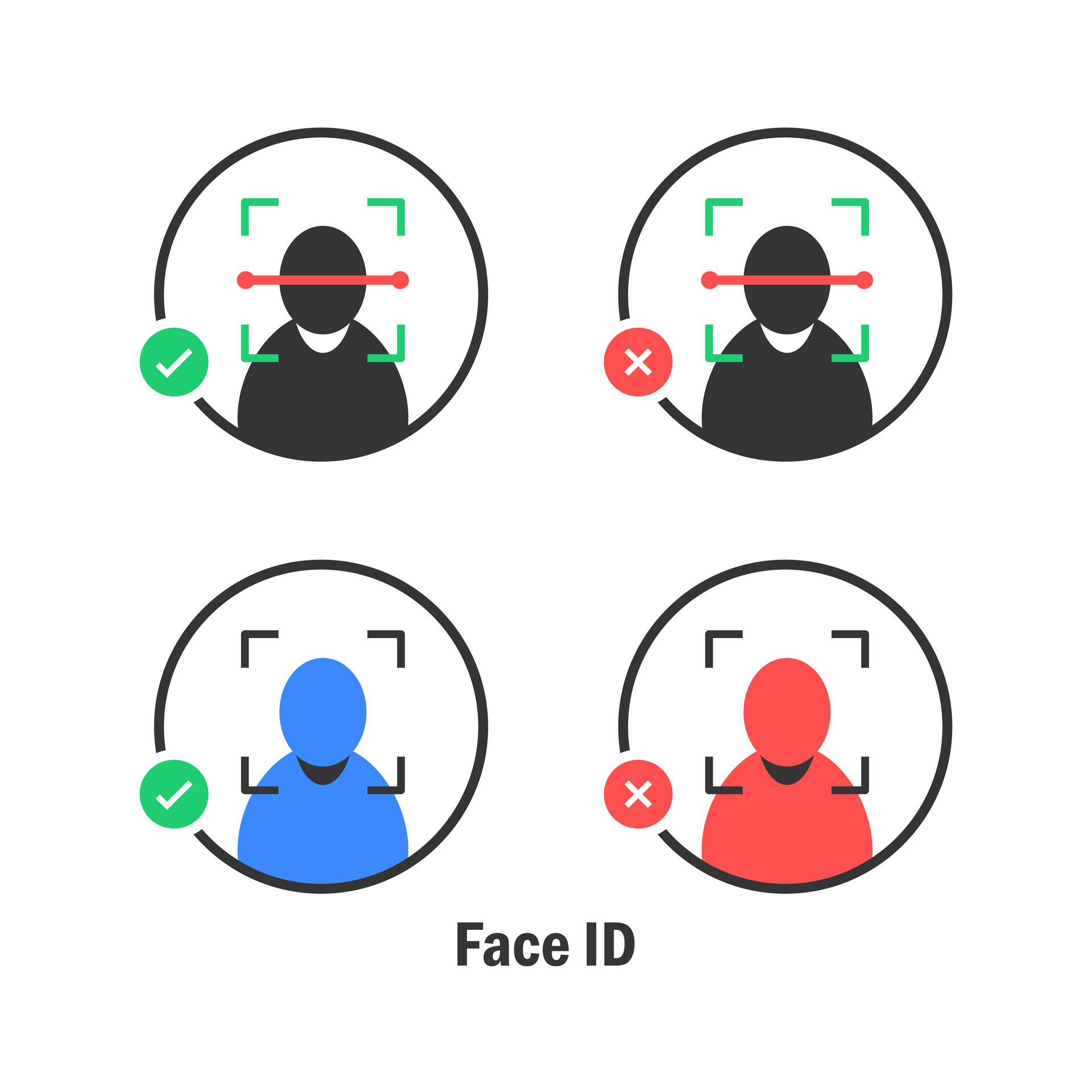 Face Id Line Icon Recognition Checkmark Recognize Biometrics Dna