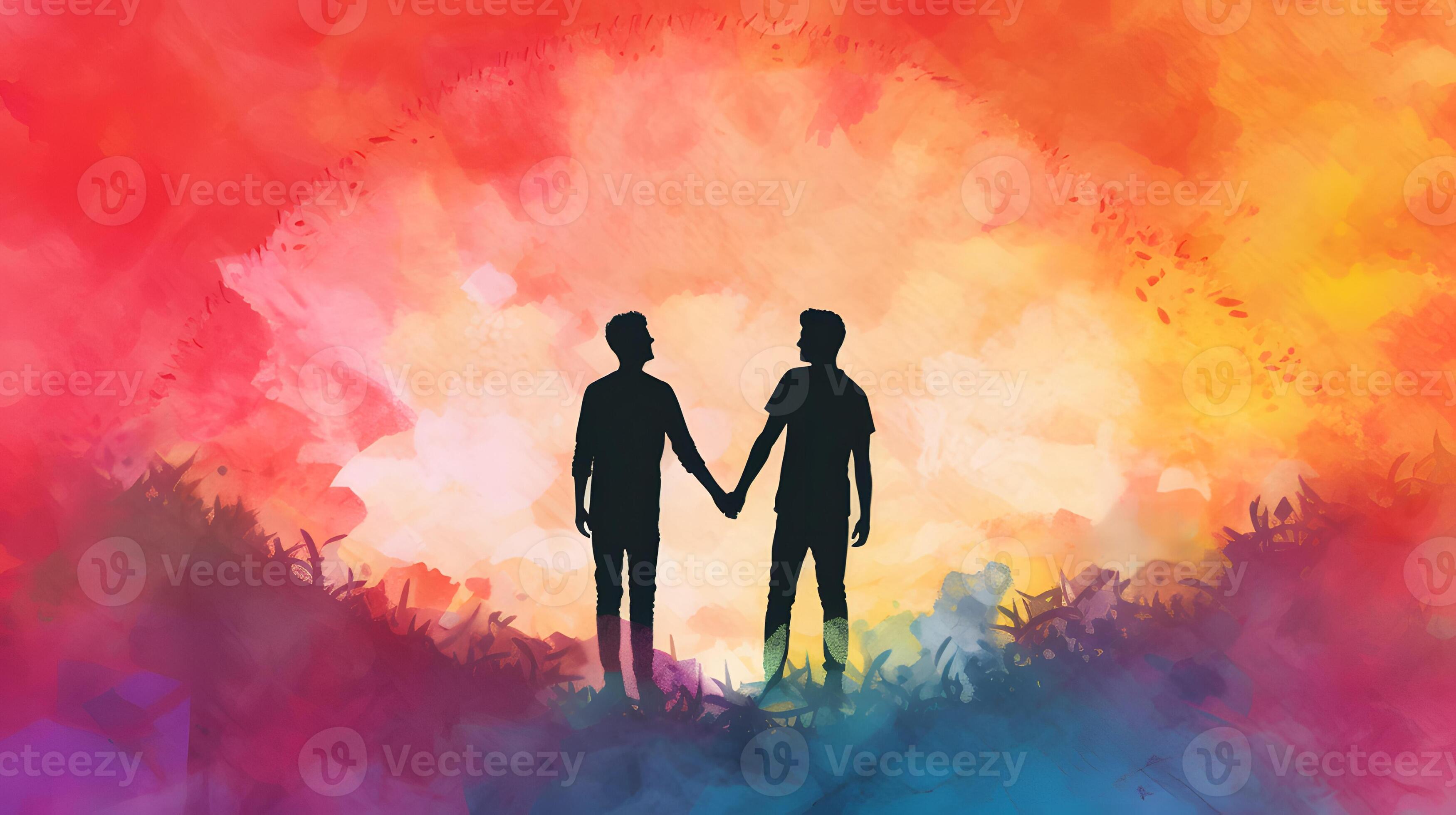 Gay Couple Holding Hands Wallpaper Young Handscome Men Black