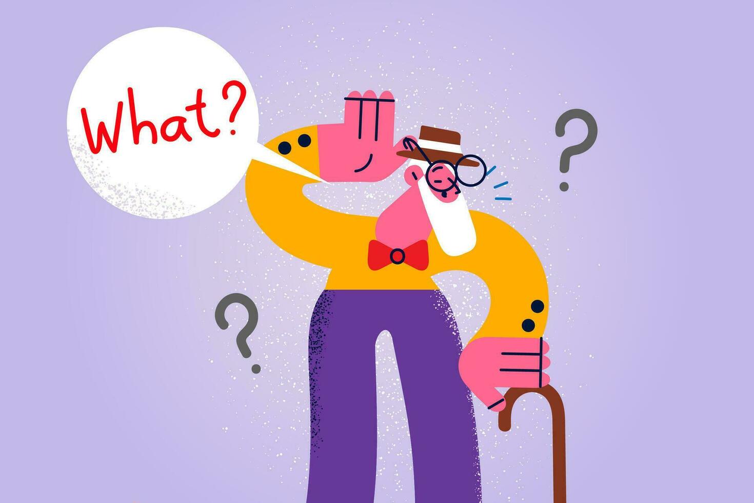 Sick old grandfather with walking cane suffer from hearing problems ... Sick old grandfather with walking cane suffer from hearing problems ...