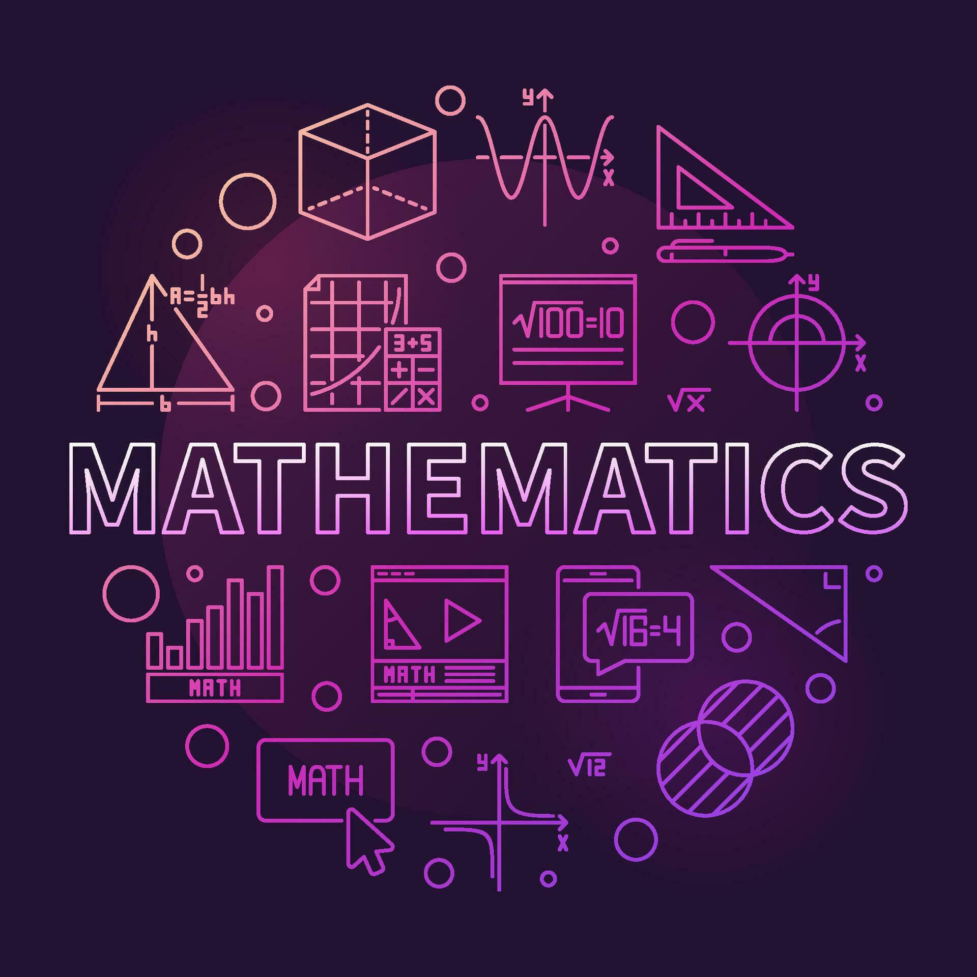 Mathematics concept vector thin line round creative banner - Math illustration 25348989 Vector ...