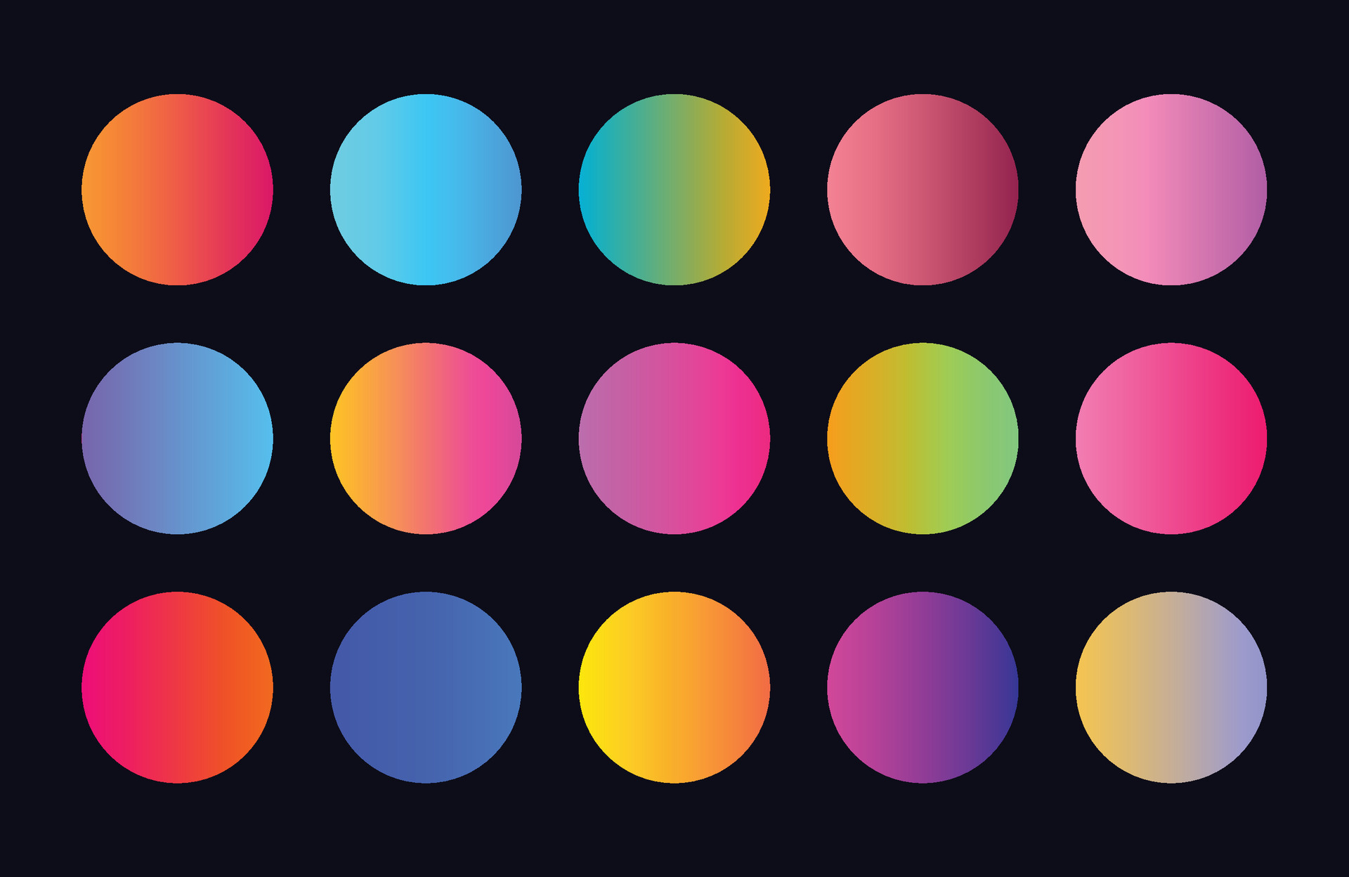 Trendy gradient swatches. Collection palettes of gradient swatches for ...