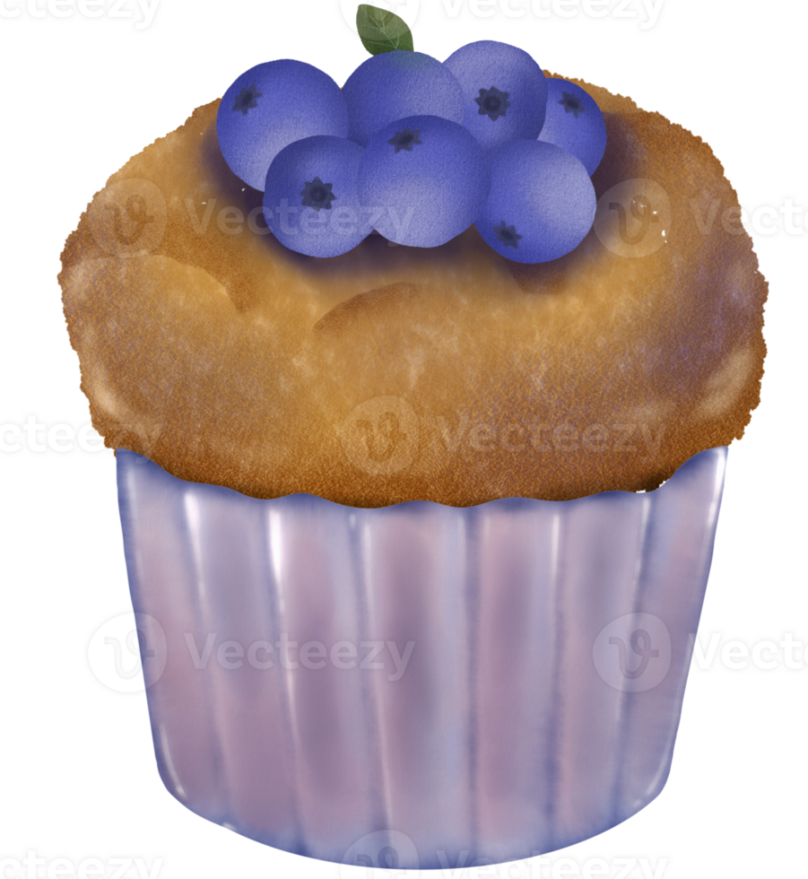Blueberry Muffin Watercolor Drawing Hand Drawn Illustration 25350386 Png