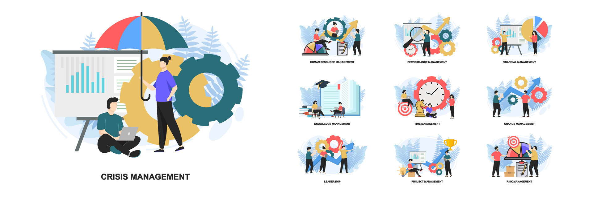 Set of web page design templates for Management web page composition ...