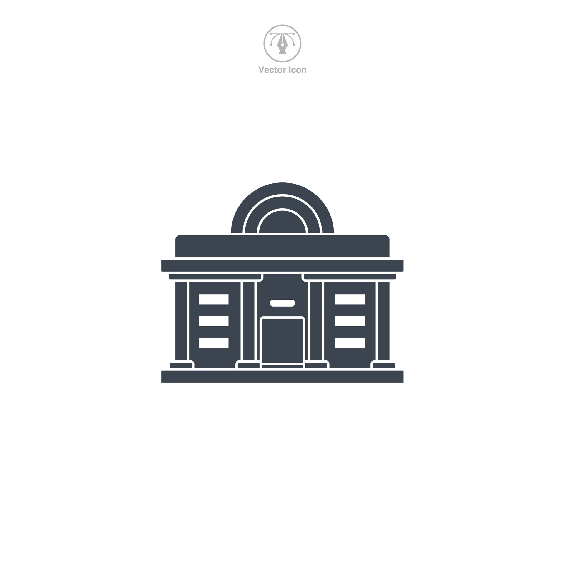 Library Icon Vector Showcases A Stylized Structure Of Knowledge
